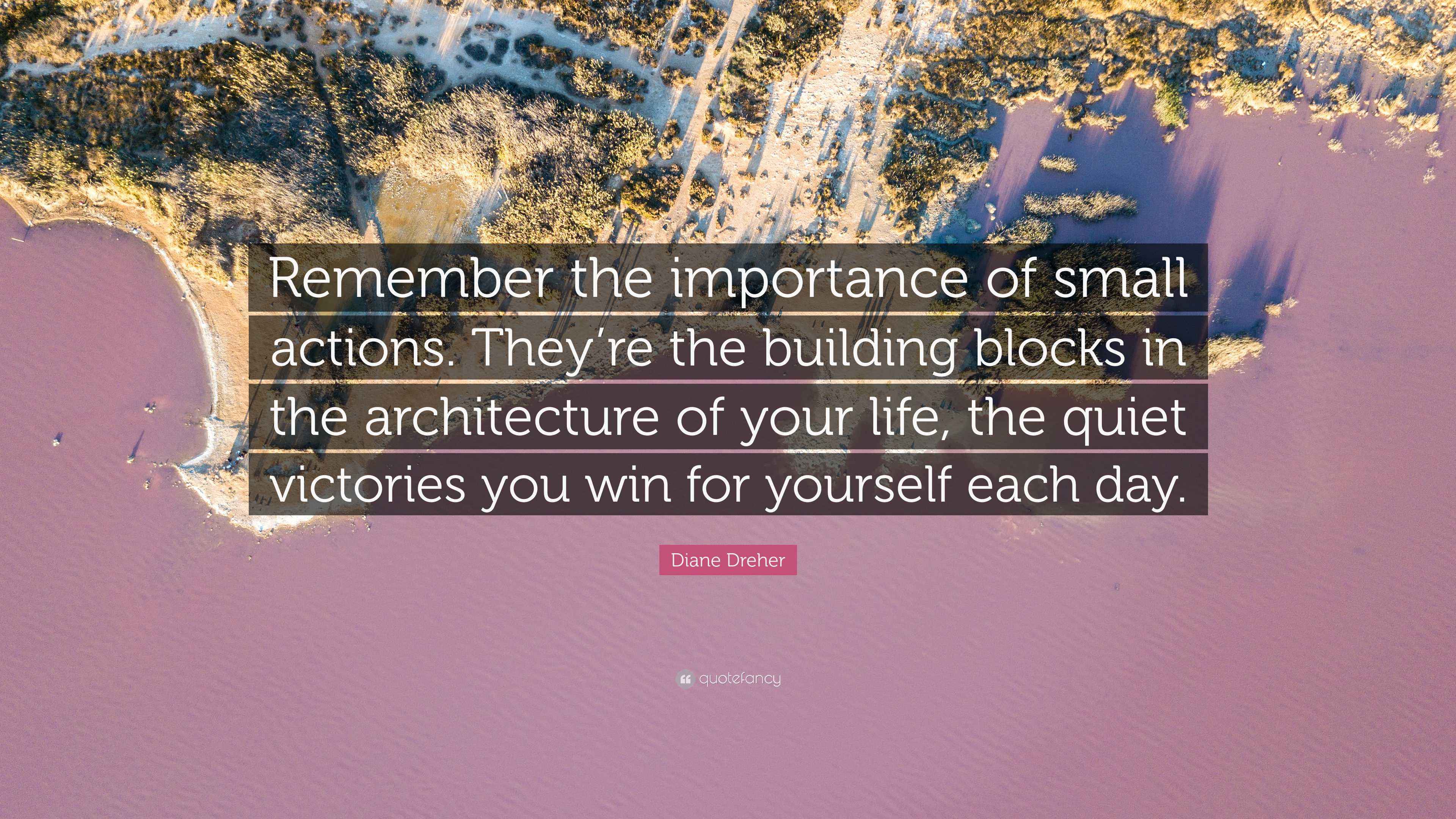 Diane Dreher Quote: “Remember the importance of small actions. They’re ...