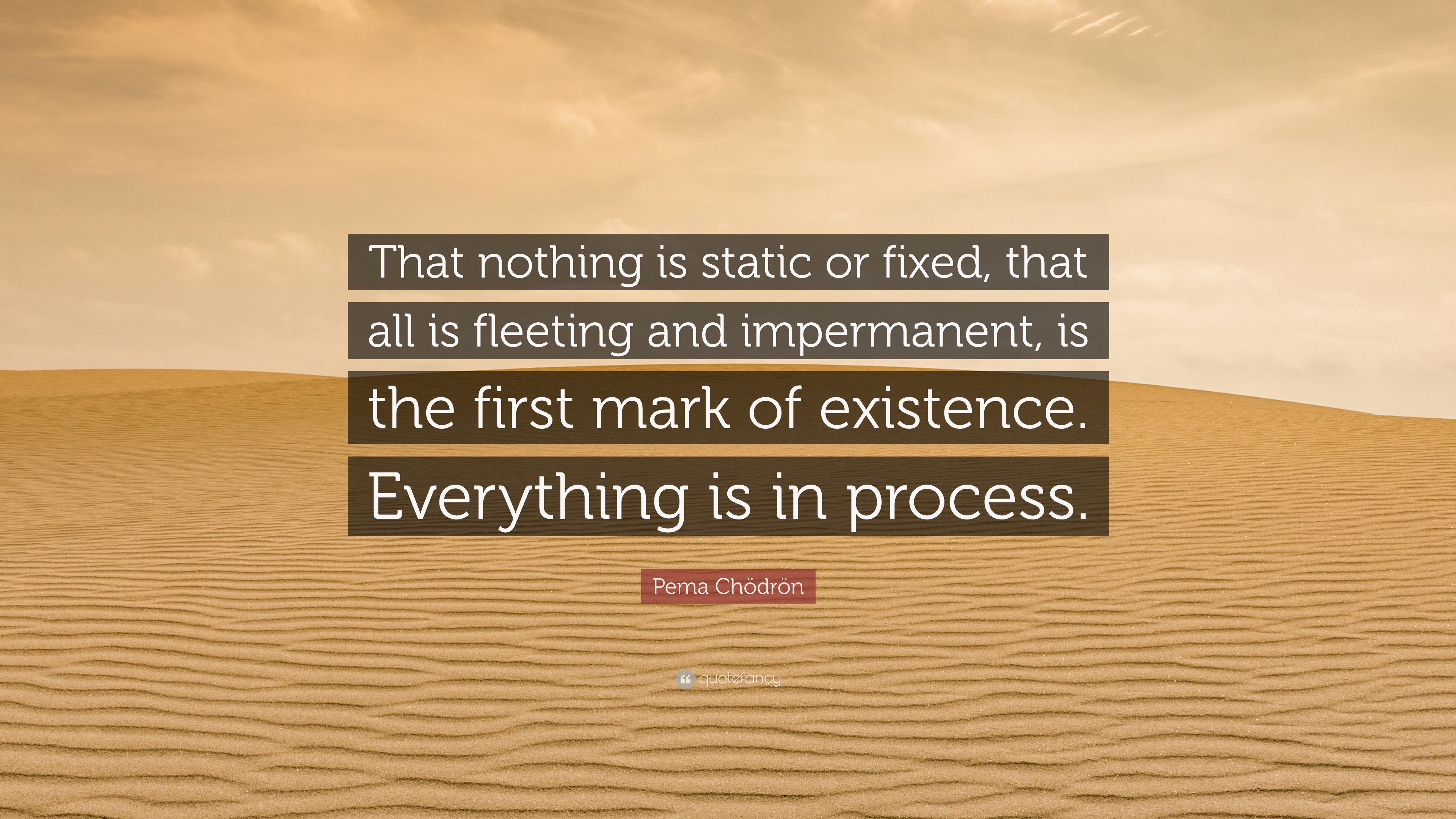 Pema Chödrön Quote: “That nothing is static or fixed, that all is ...