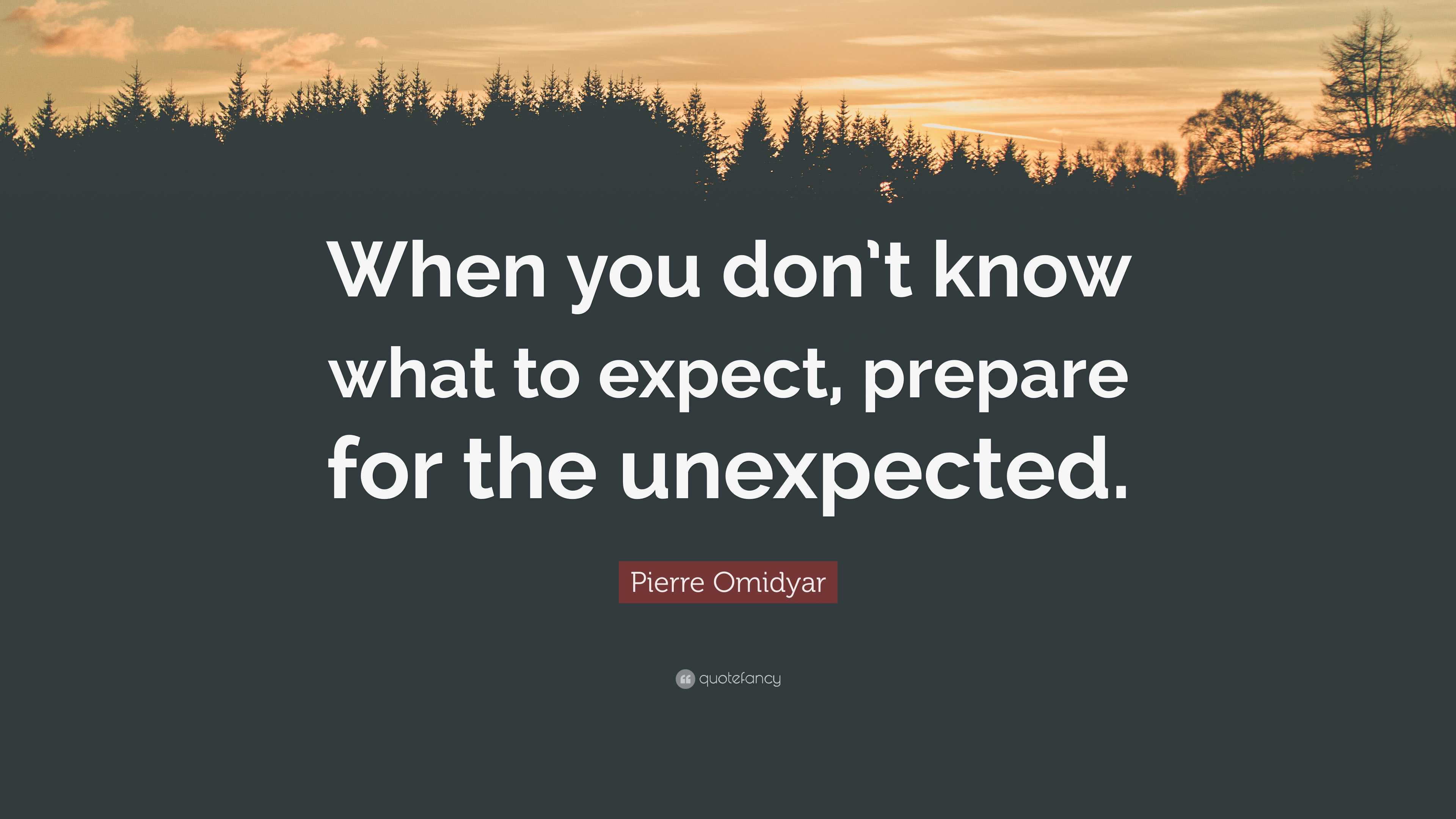 Pierre Omidyar Quote: “When you don’t know what to expect, prepare for ...