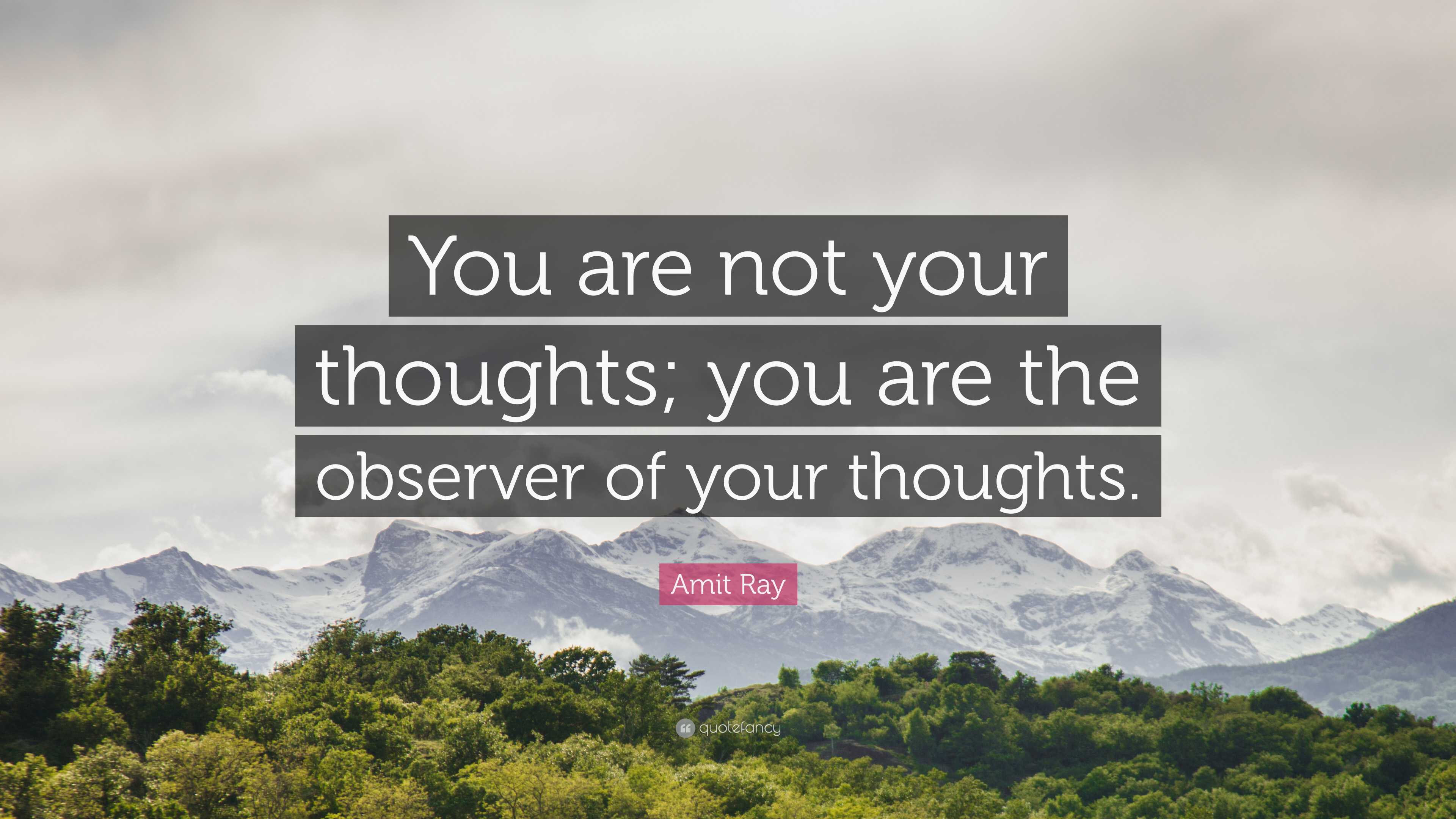 Amit Ray Quote: “You are not your thoughts; you are the observer of ...