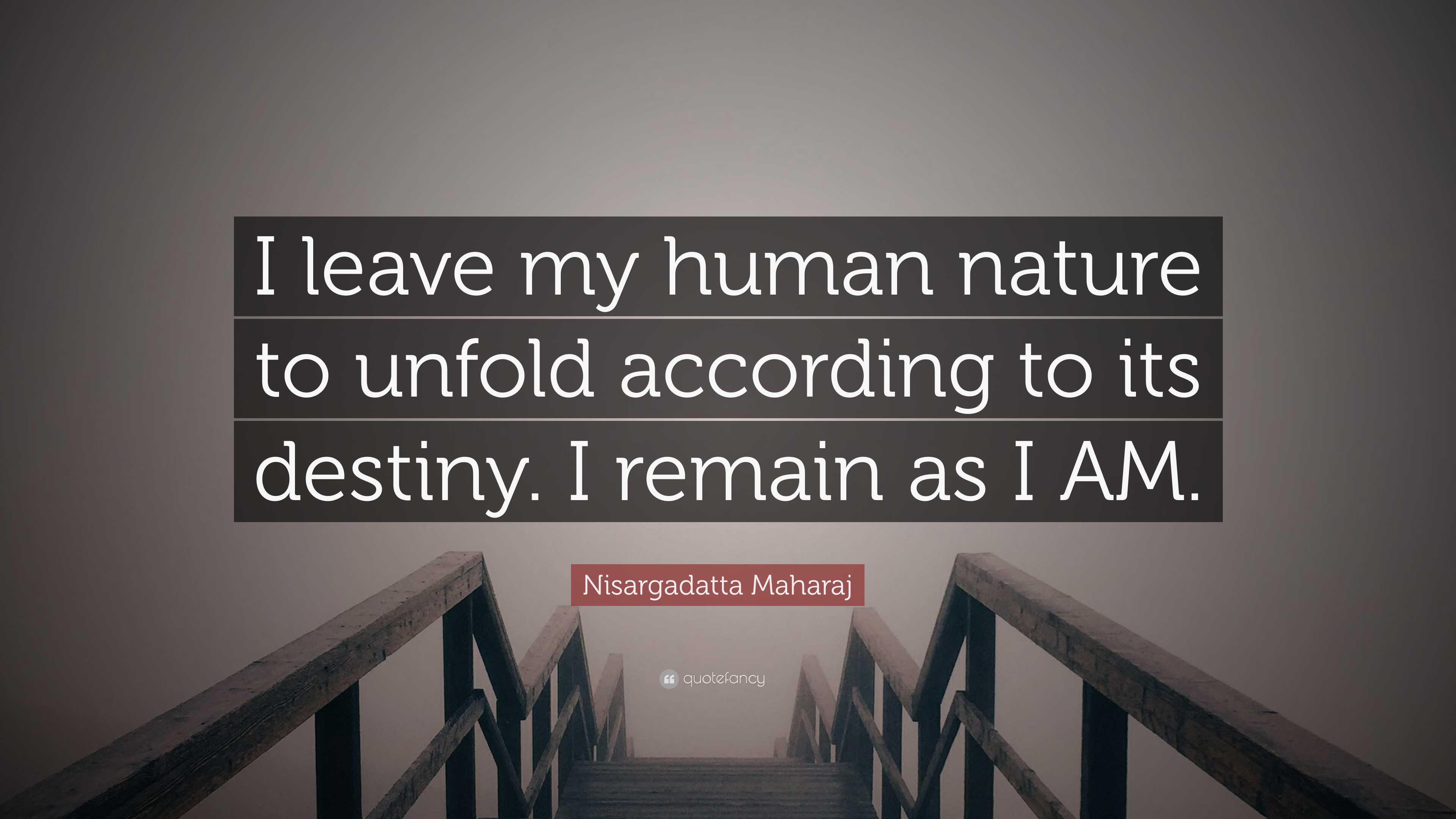 Nisargadatta Maharaj Quote: “I leave my human nature to unfold ...