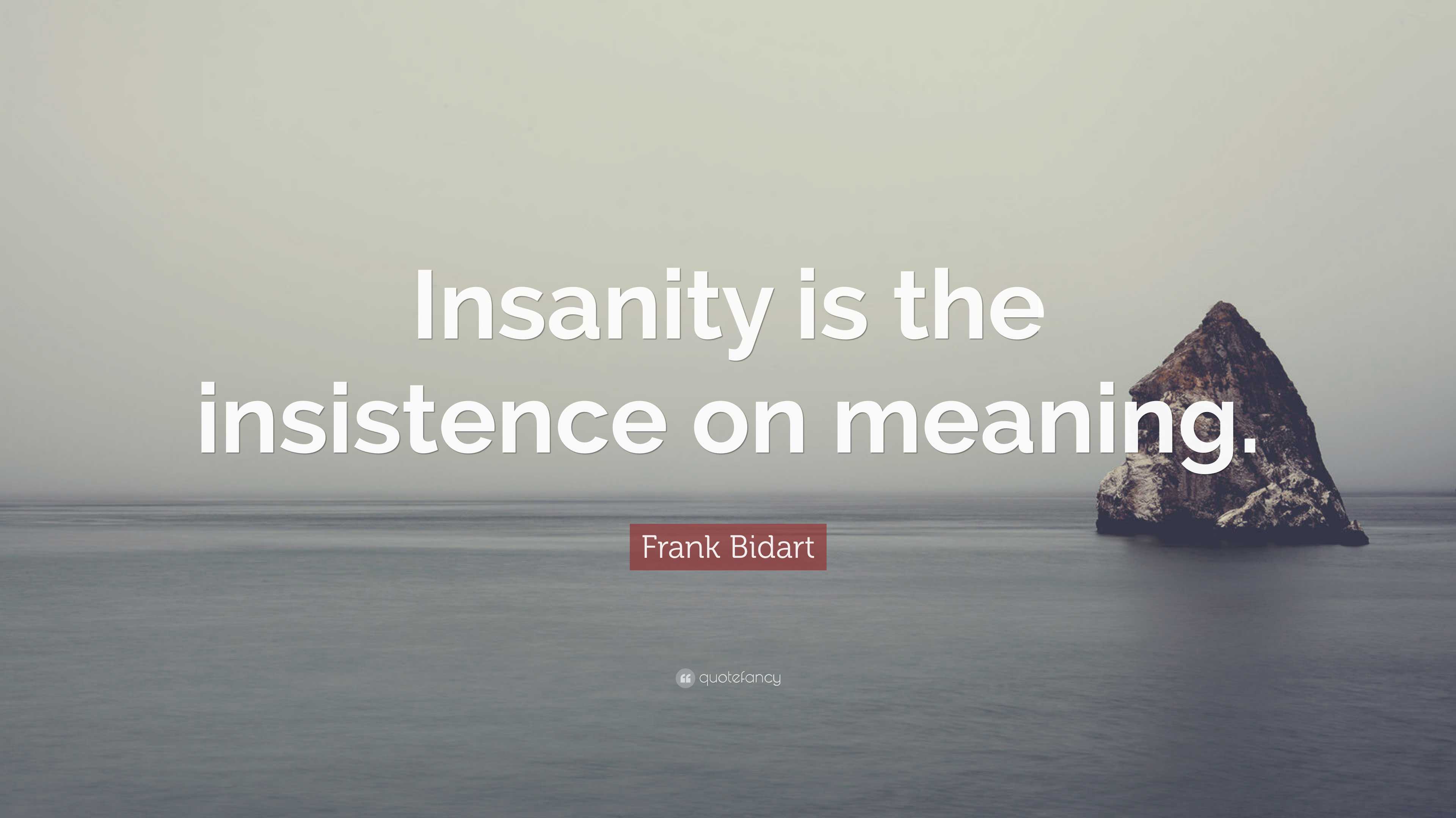 Frank Bidart Quote: “Insanity is the insistence on meaning.”