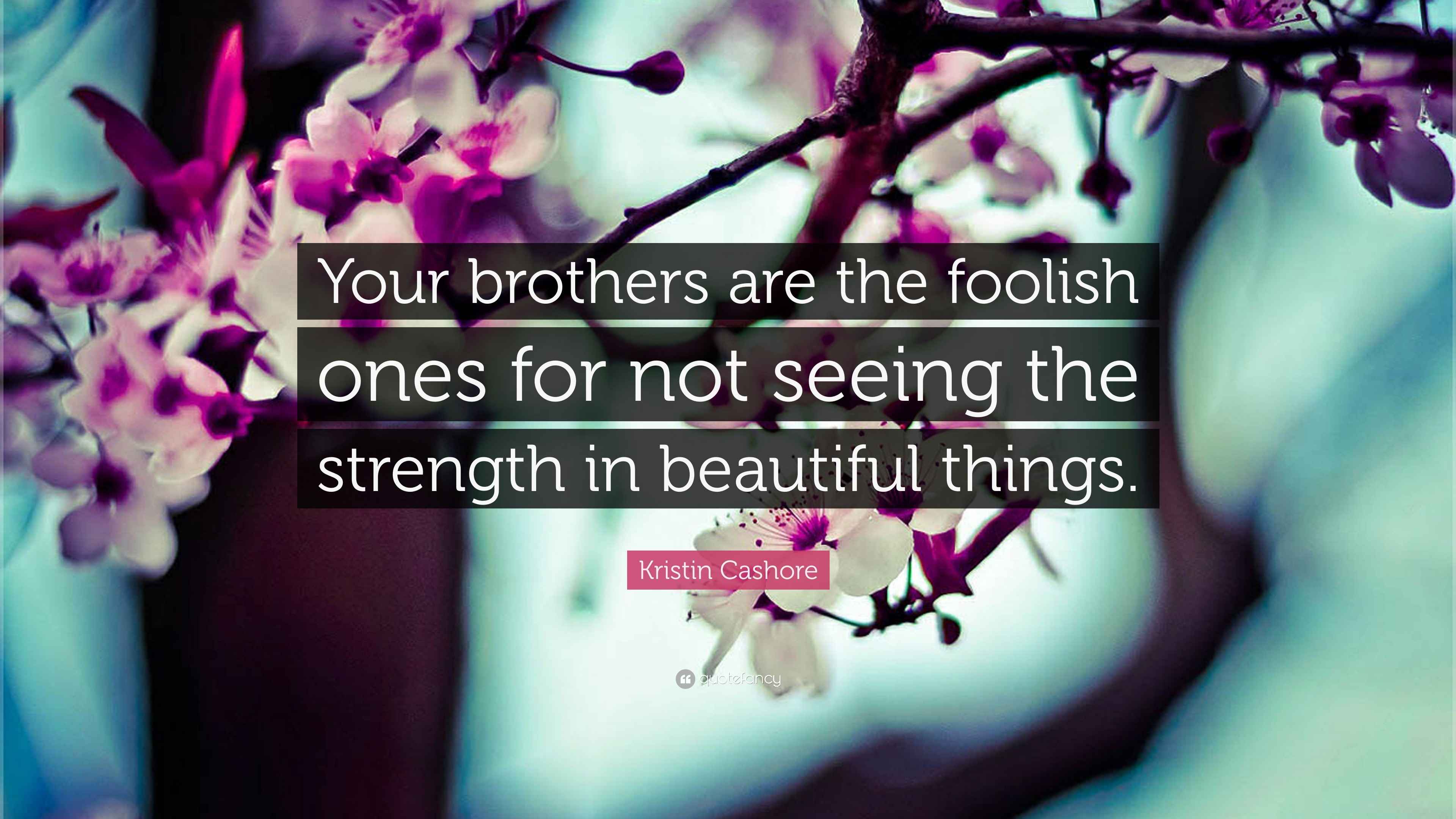 Kristin Cashore Quote: “Your brothers are the foolish ones for not ...