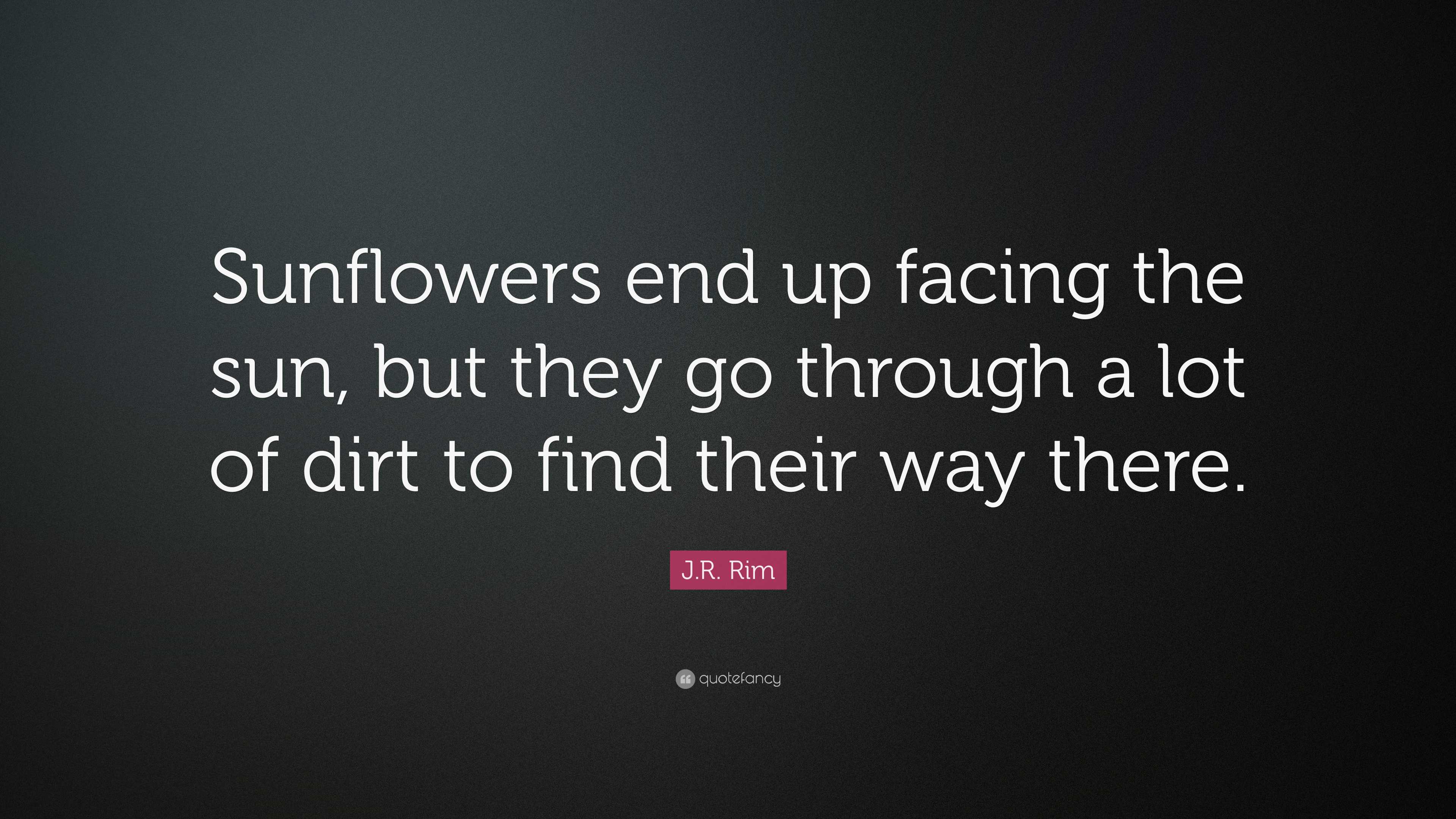 J.R. Rim Quote: “Sunflowers end up facing the sun, but they go through ...