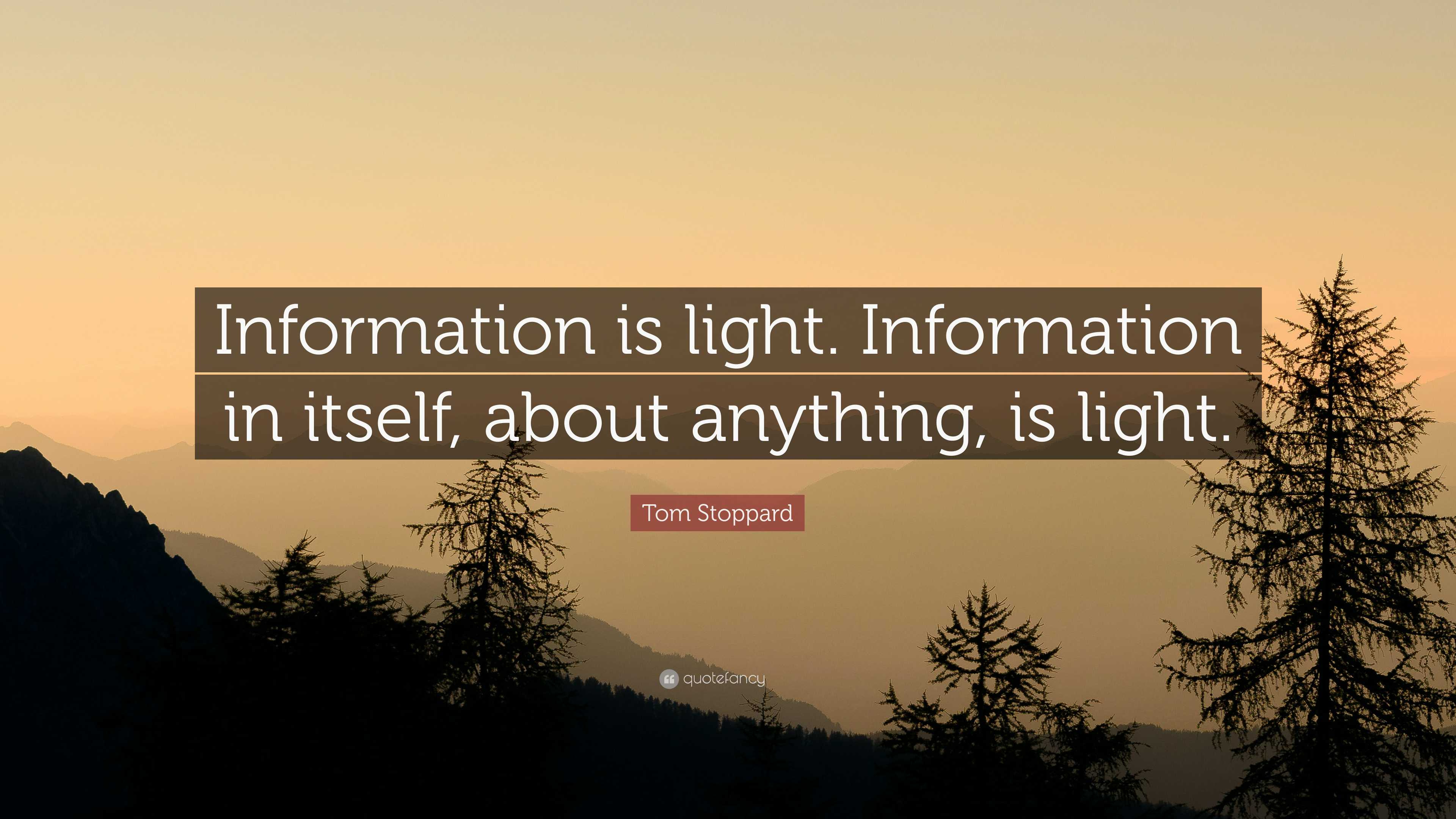 Tom Stoppard Quote: “Information is light. Information in itself, about ...