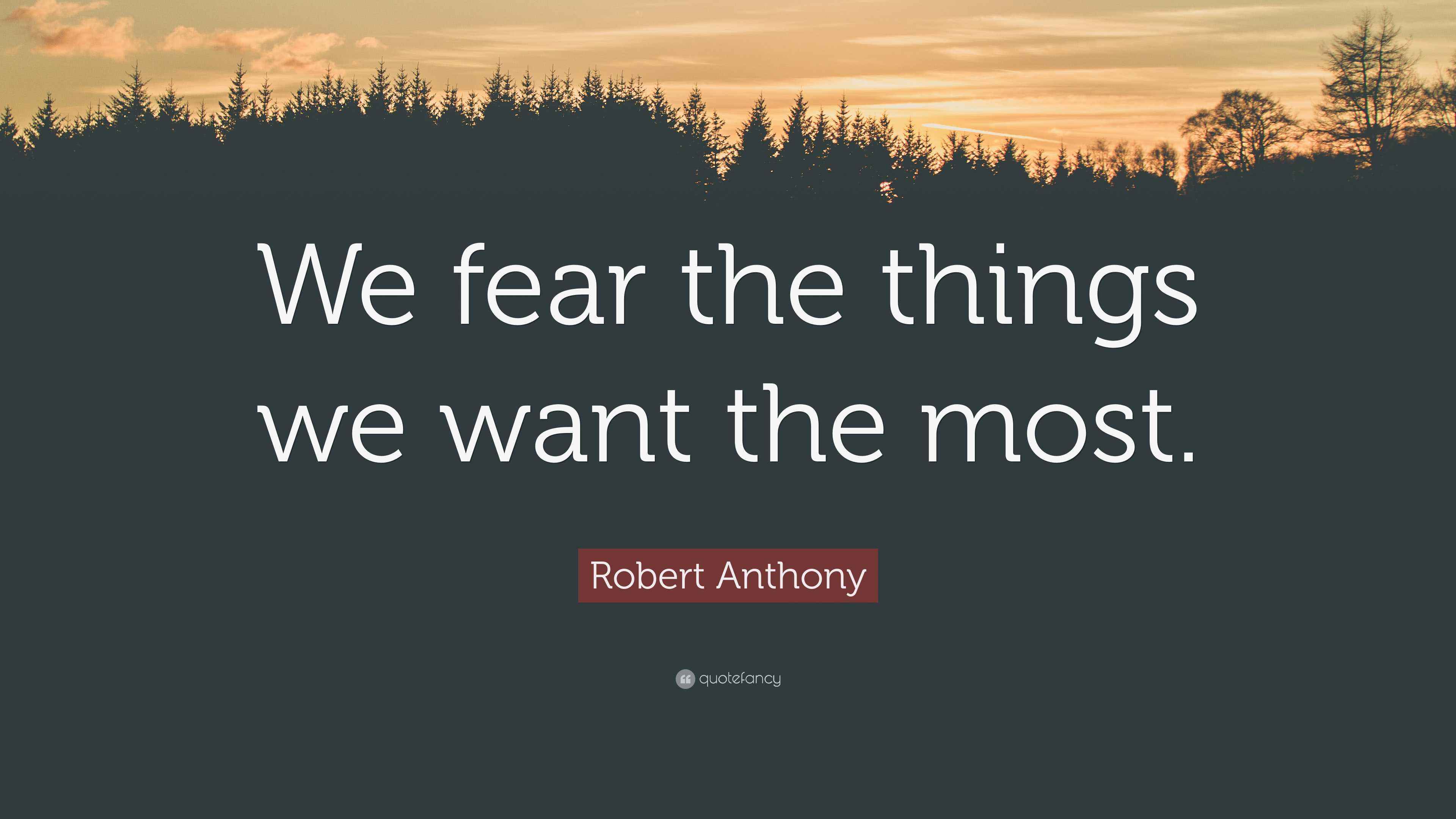 Robert Anthony Quote: “We fear the things we want the most.”