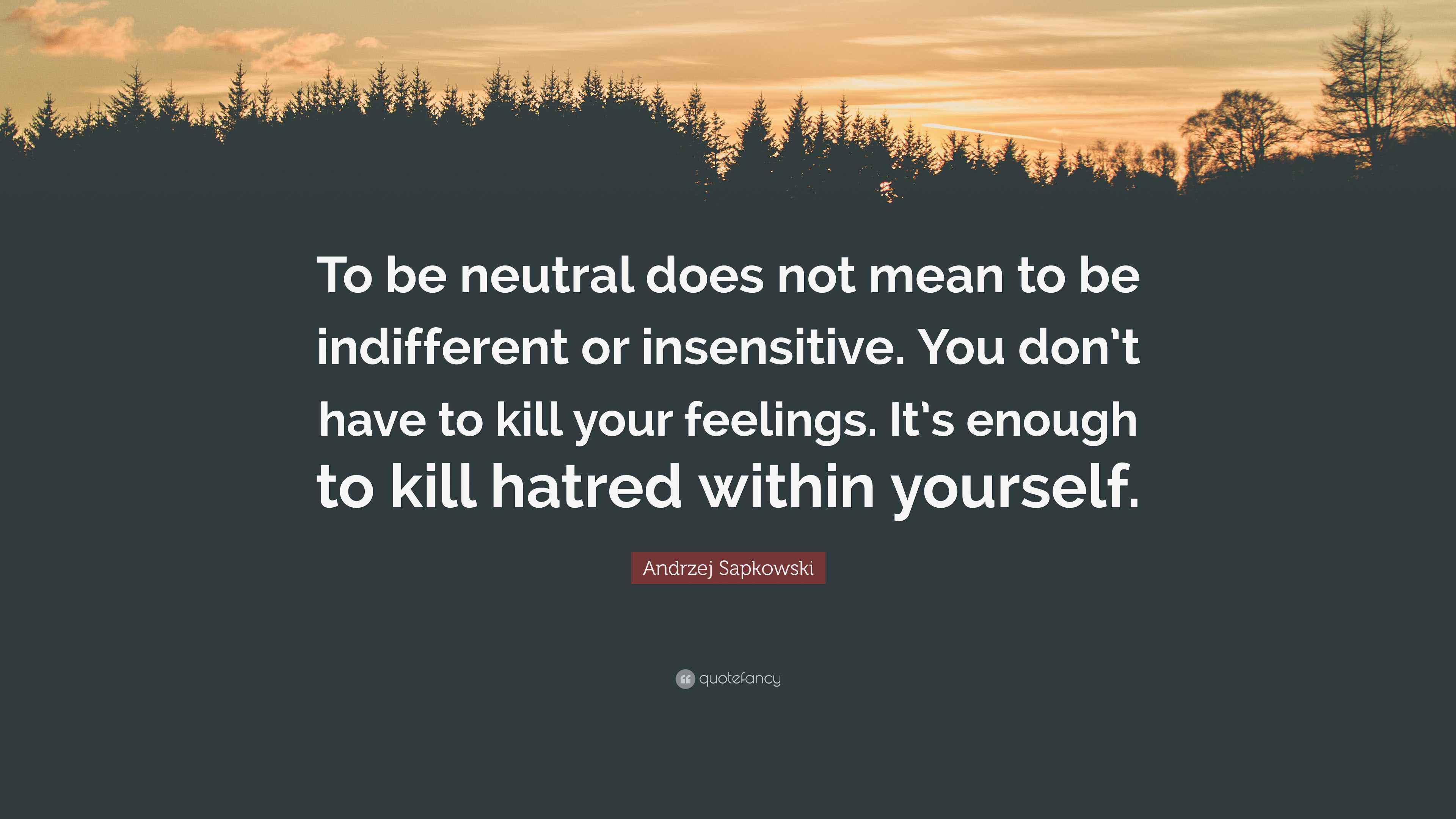 Andrzej Sapkowski Quote: “To be neutral does not mean to be indifferent ...