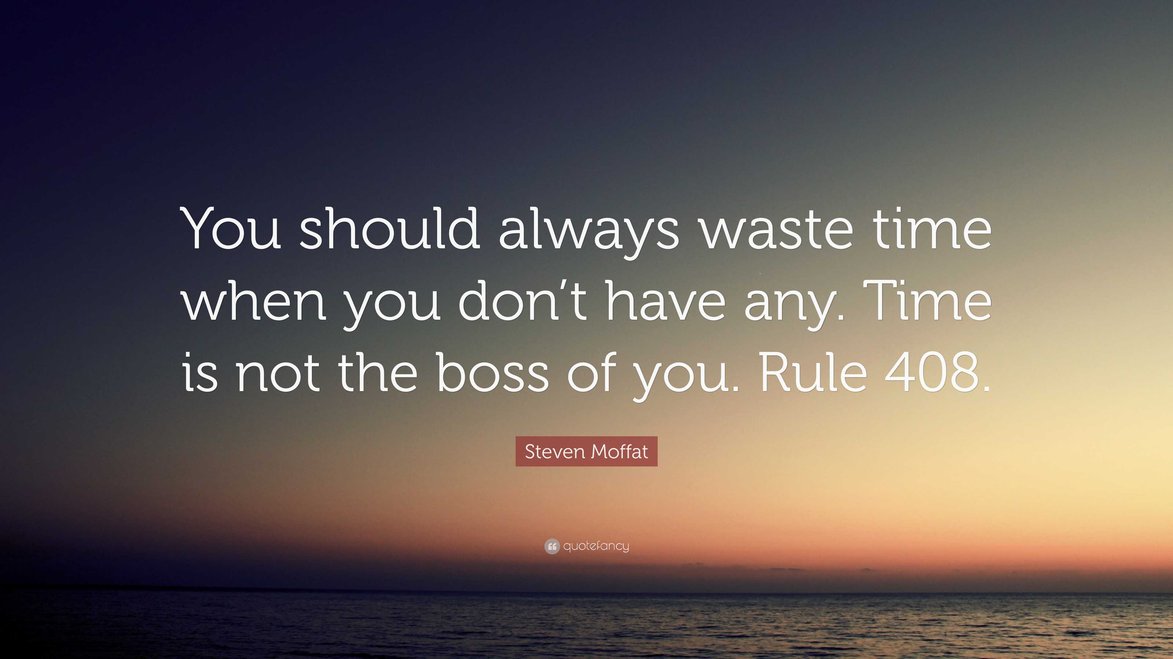 Steven Moffat Quote: “You should always waste time when you don’t have ...