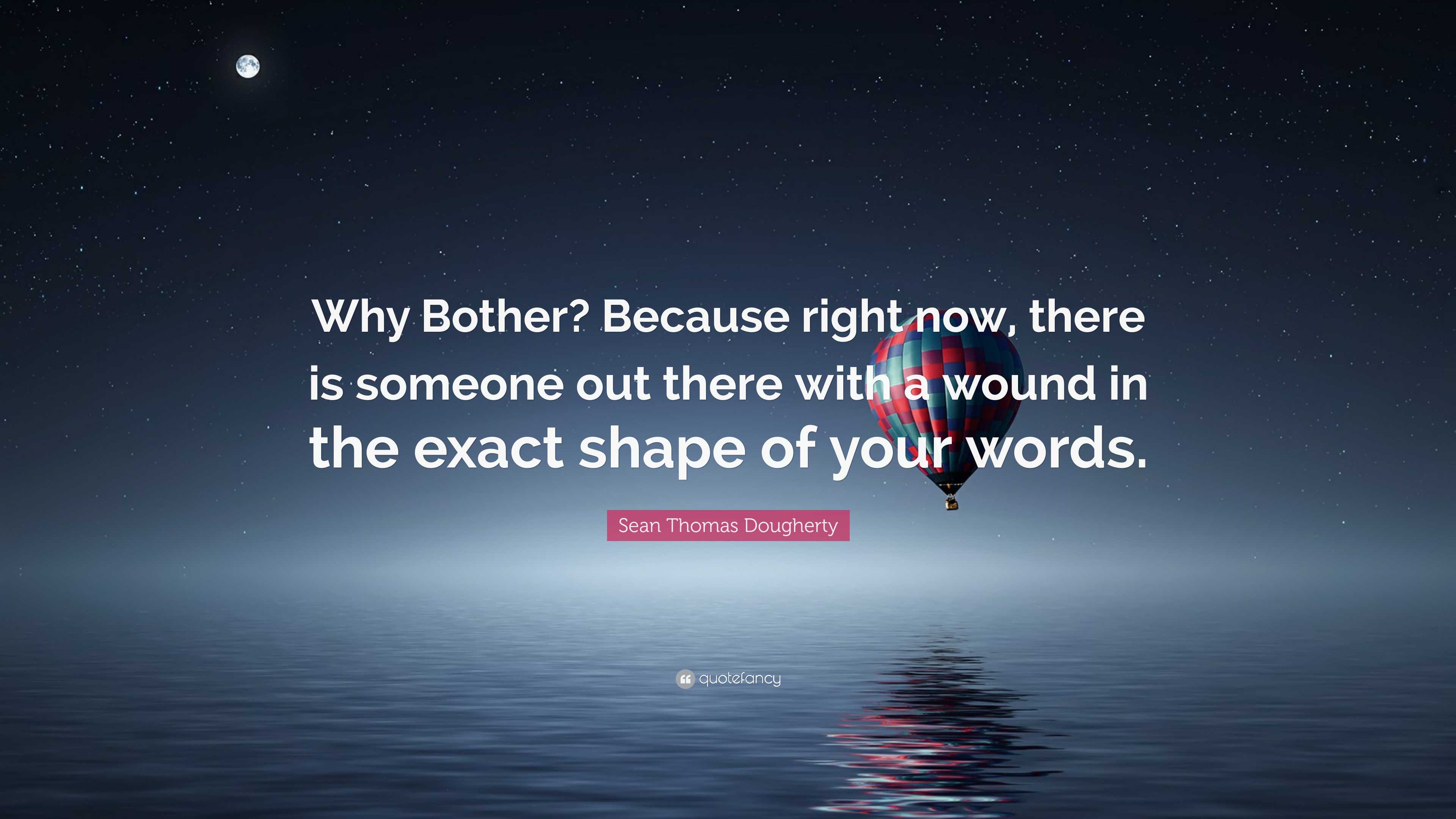 Sean Thomas Dougherty Quote: “Why Bother? Because right now, there is ...