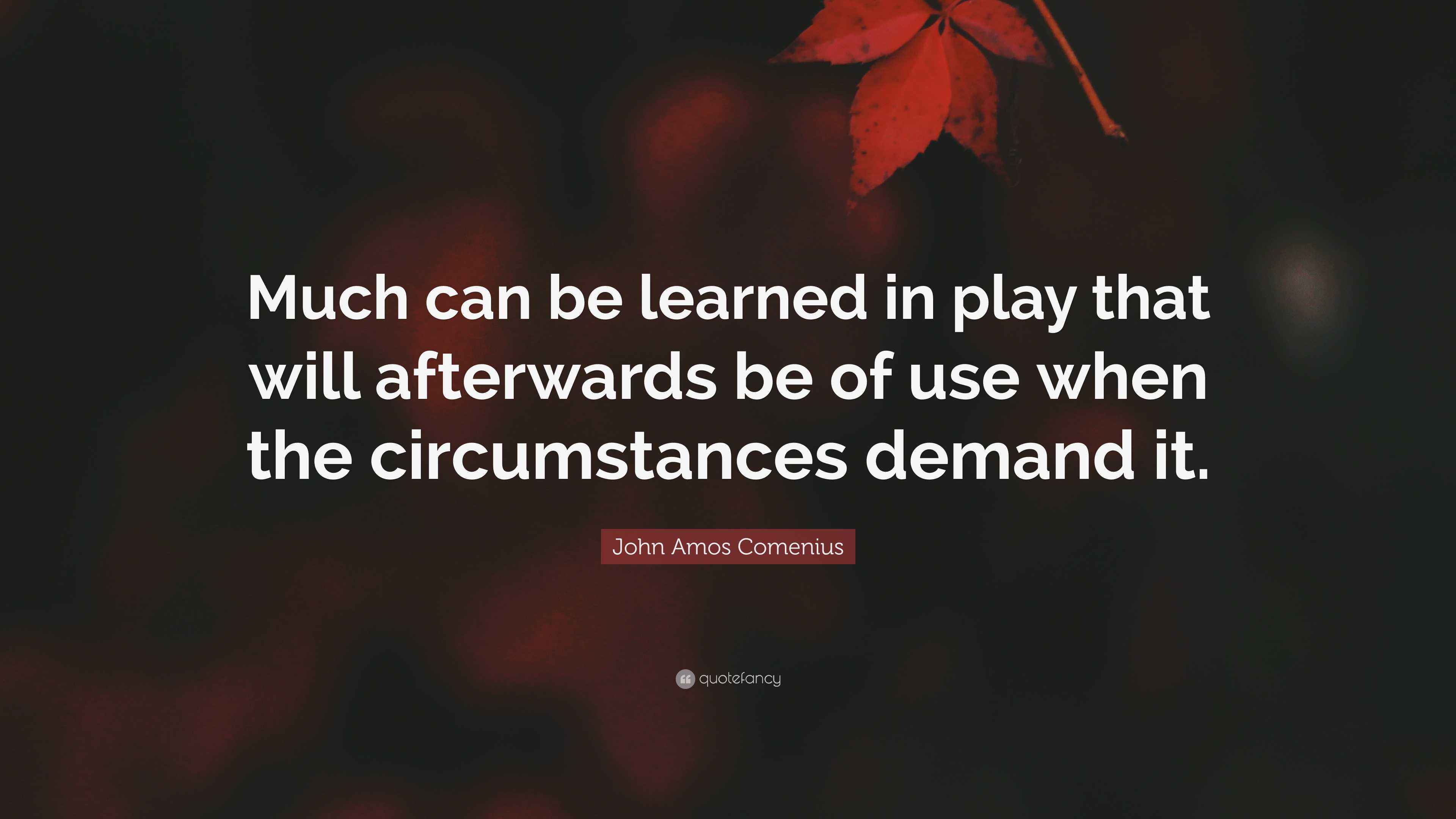 John Amos Comenius Quote: “Much can be learned in play that will ...