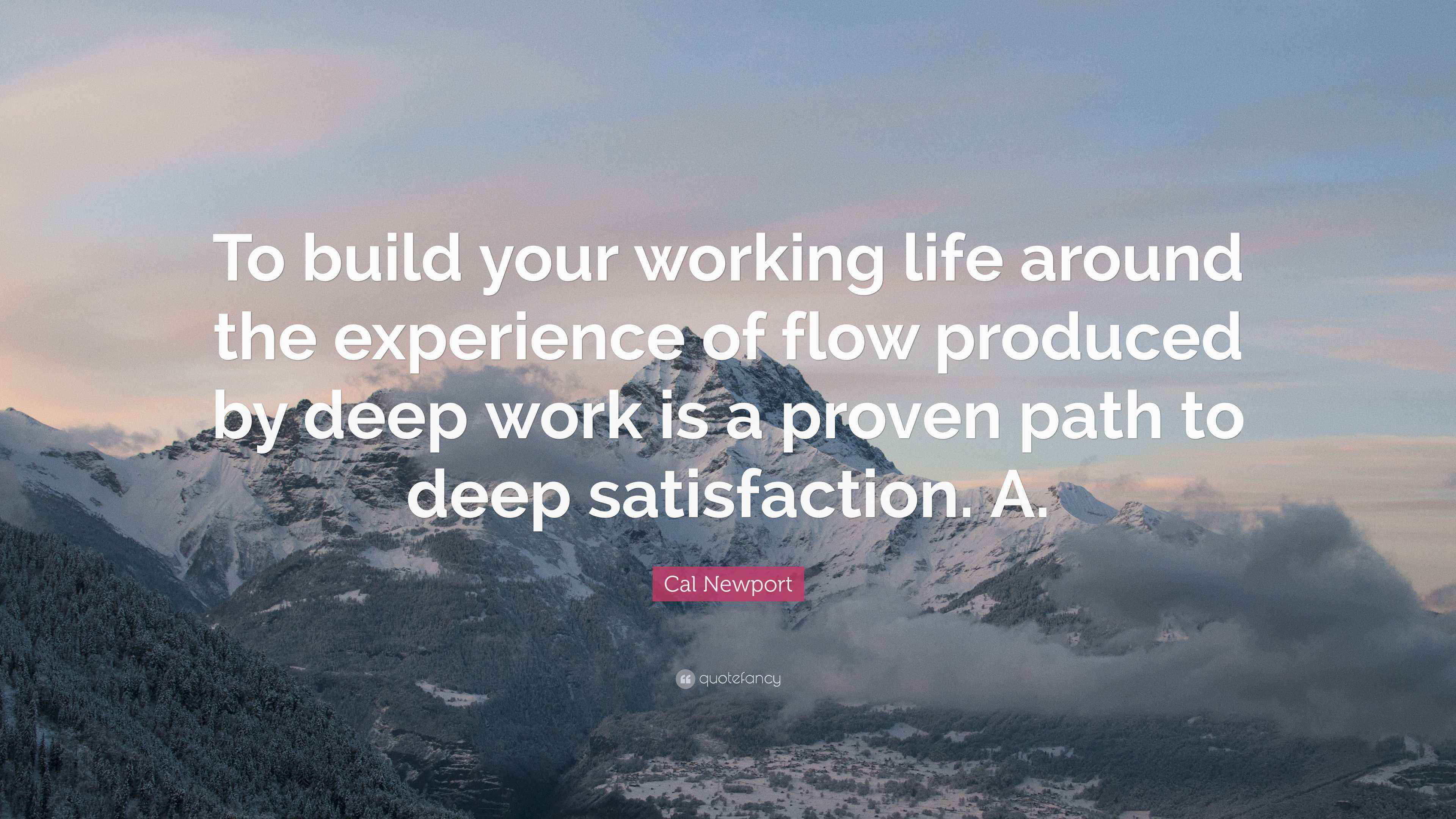 Cal Newport Quote: “To build your working life around the experience of ...