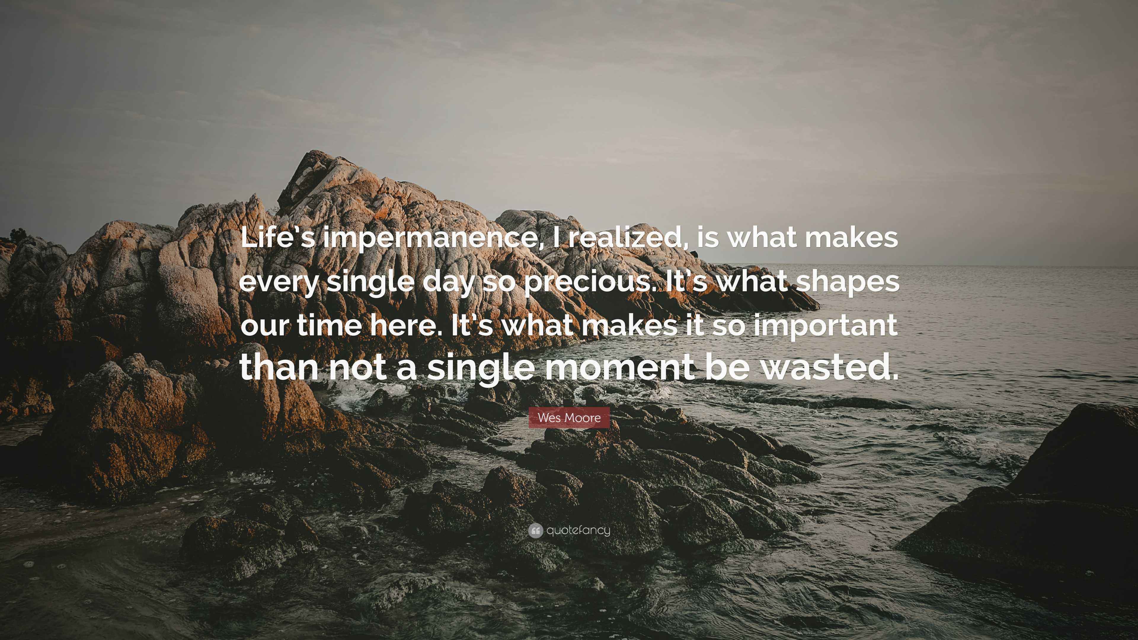 Wes Moore Quote: “Life’s impermanence, I realized, is what makes every ...