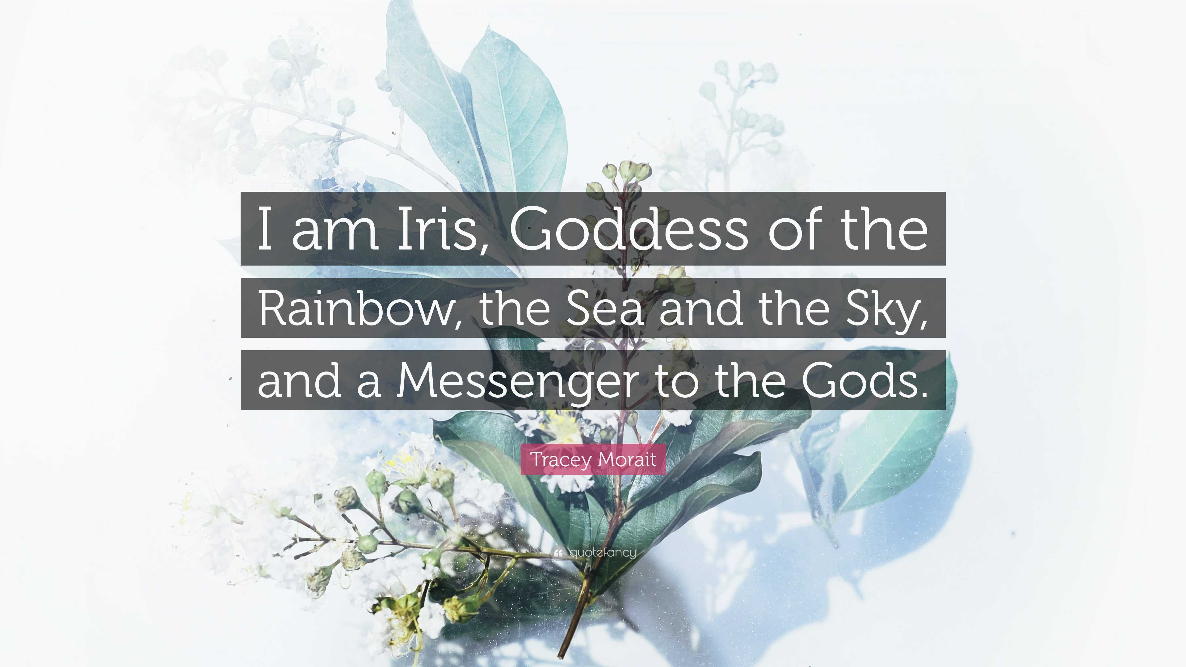 Tracey Morait Quote: “I am Iris, Goddess of the Rainbow, the Sea and ...