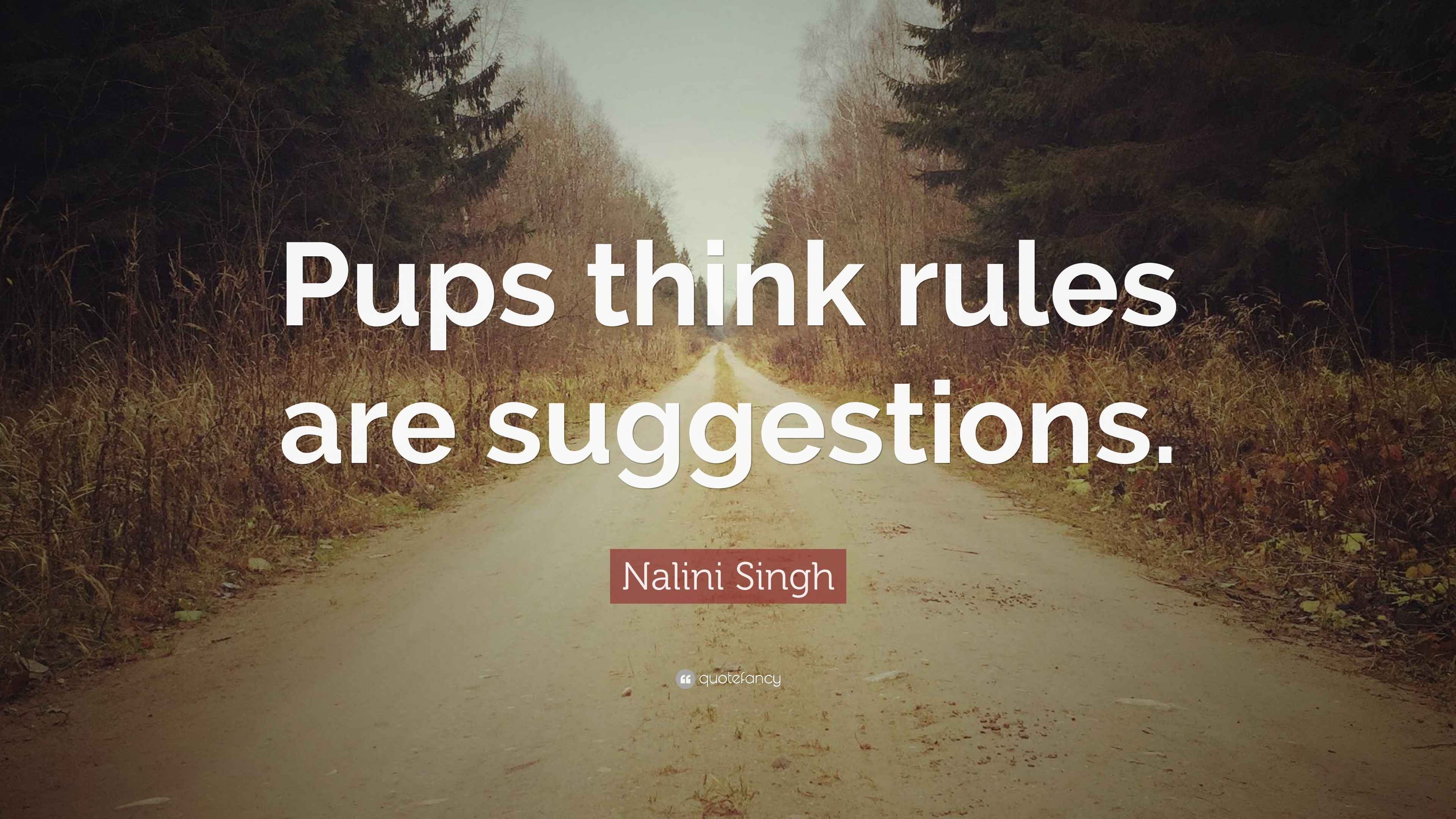 Nalini Singh Quote: “Pups think rules are suggestions.”