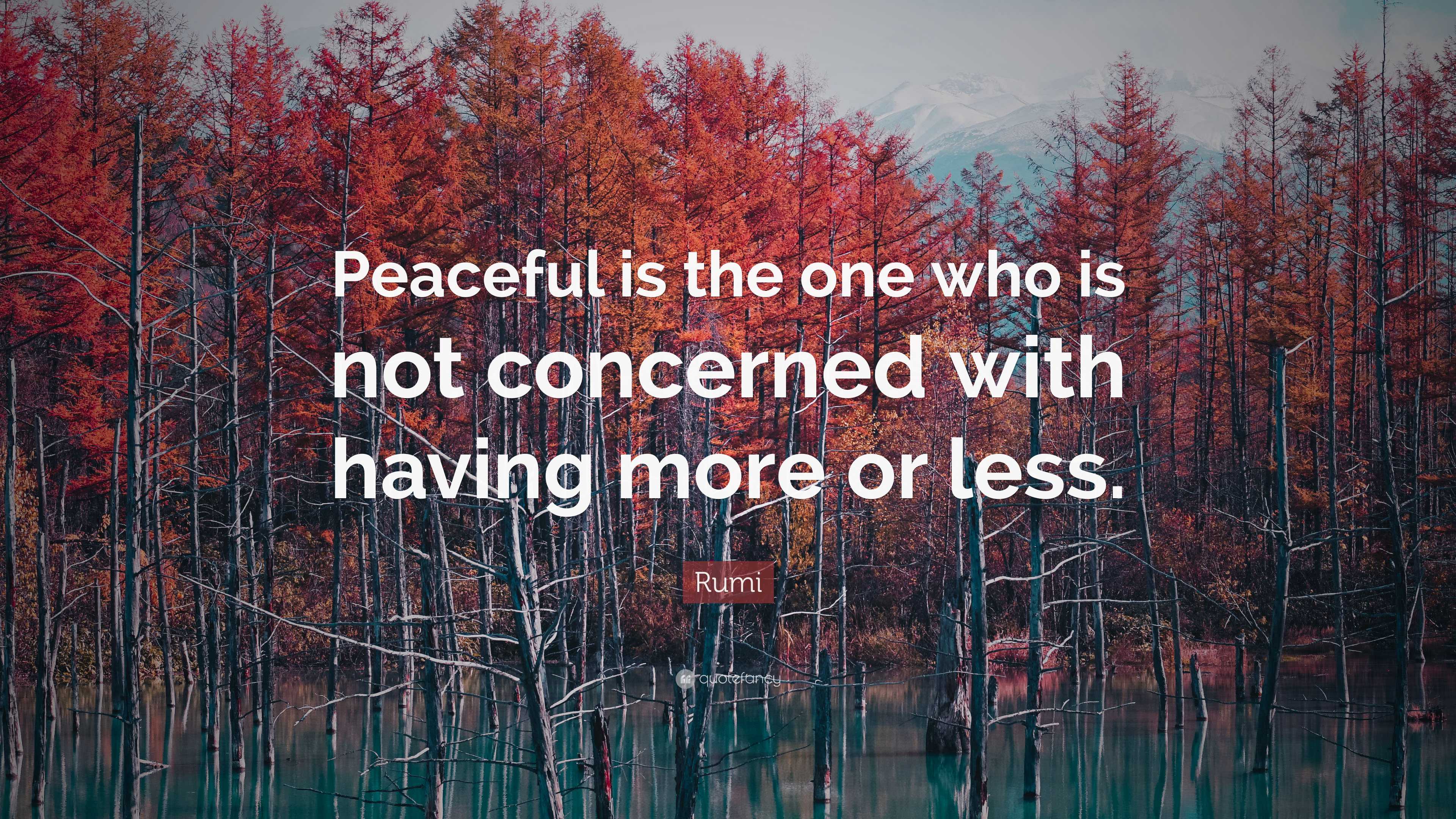 Rumi Quote: “Peaceful is the one who is not concerned with having more ...