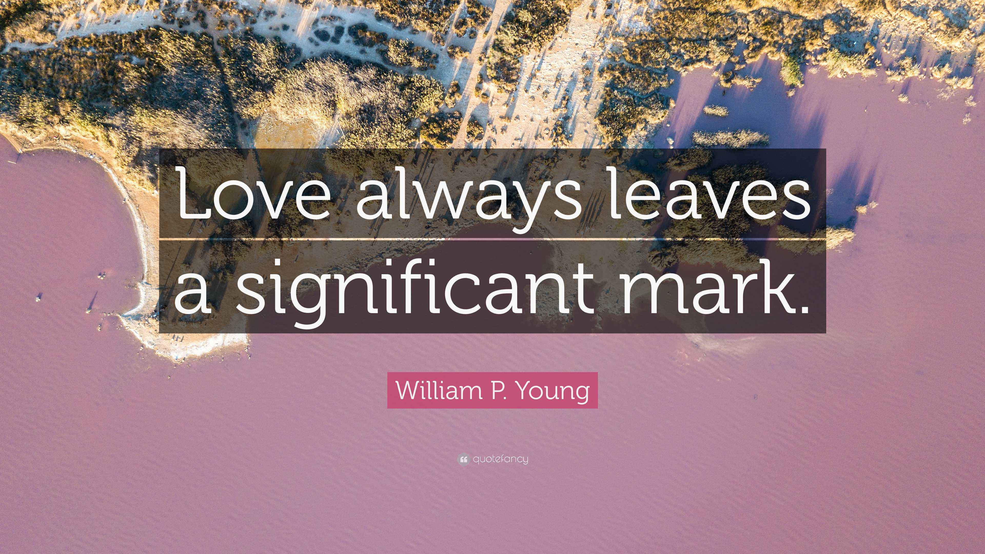 William P. Young Quote: “Love always leaves a significant mark.”