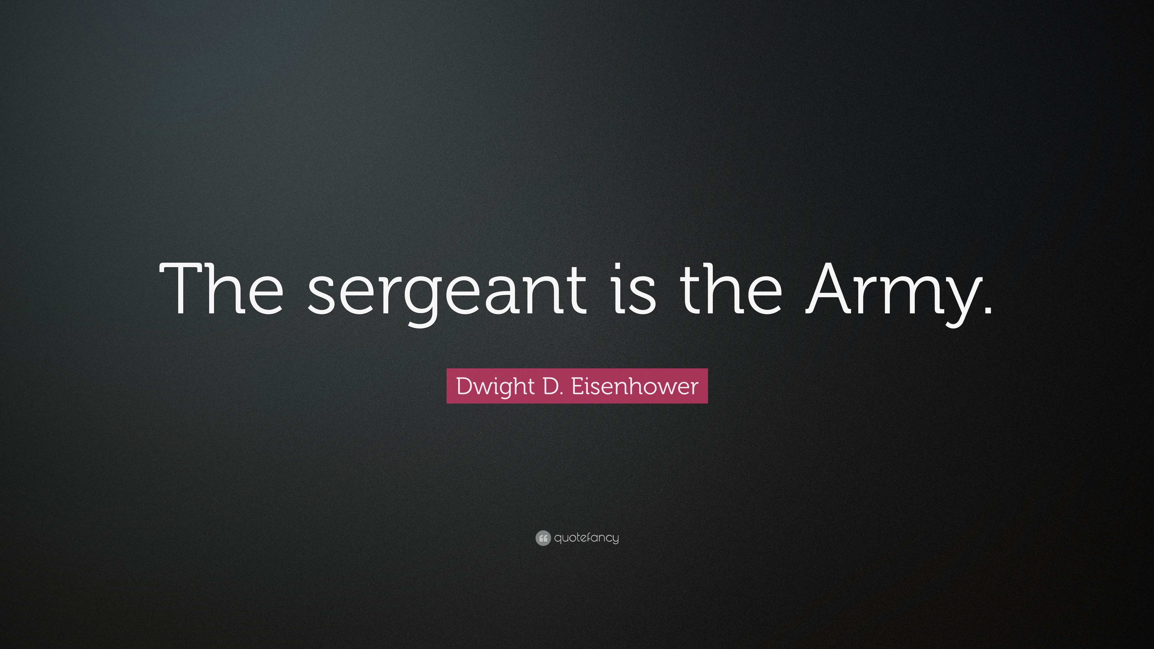 Dwight D. Eisenhower Quote: “The sergeant is the Army.”