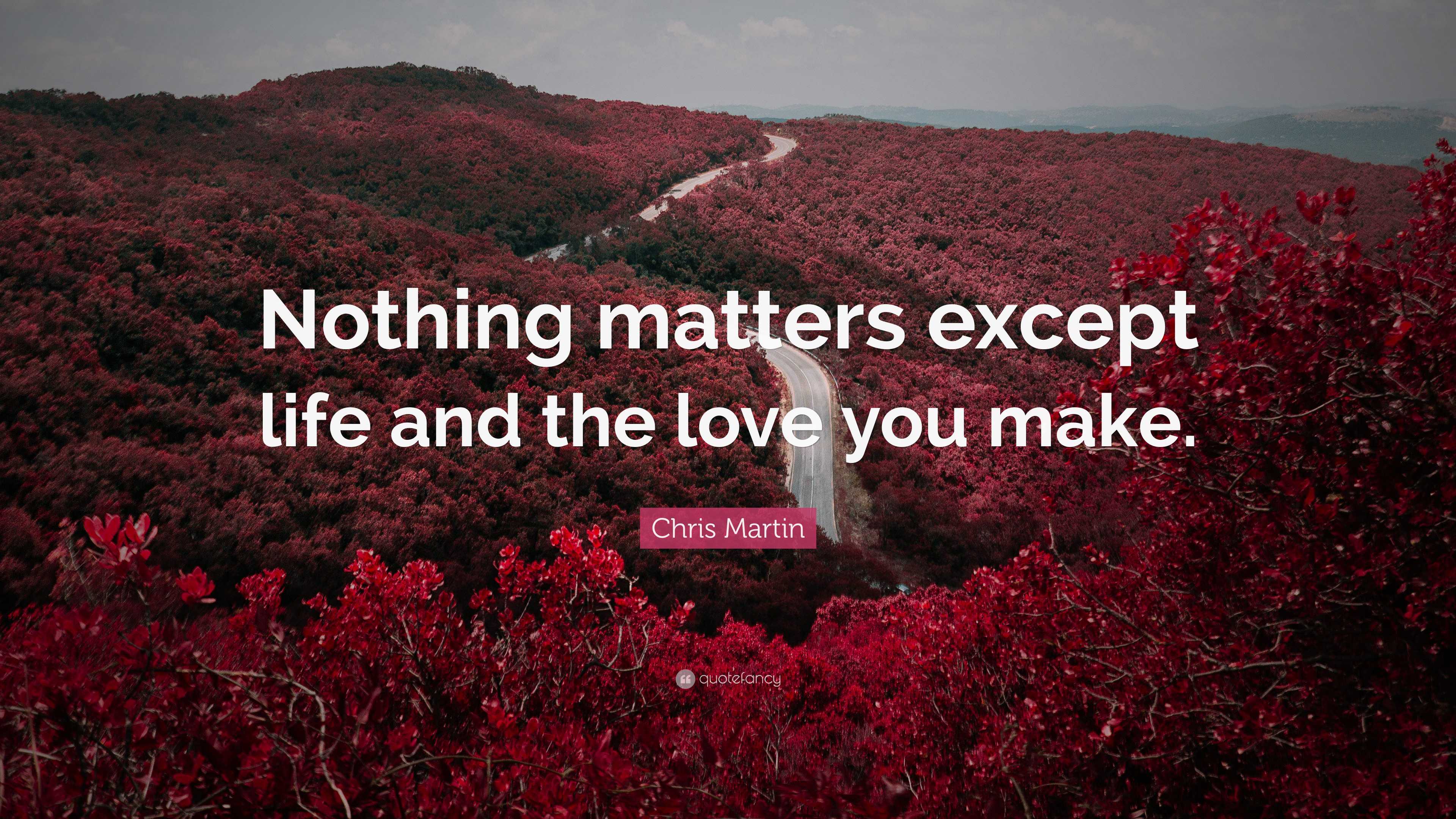 Chris Martin Quote: “Nothing matters except life and the love you make.”