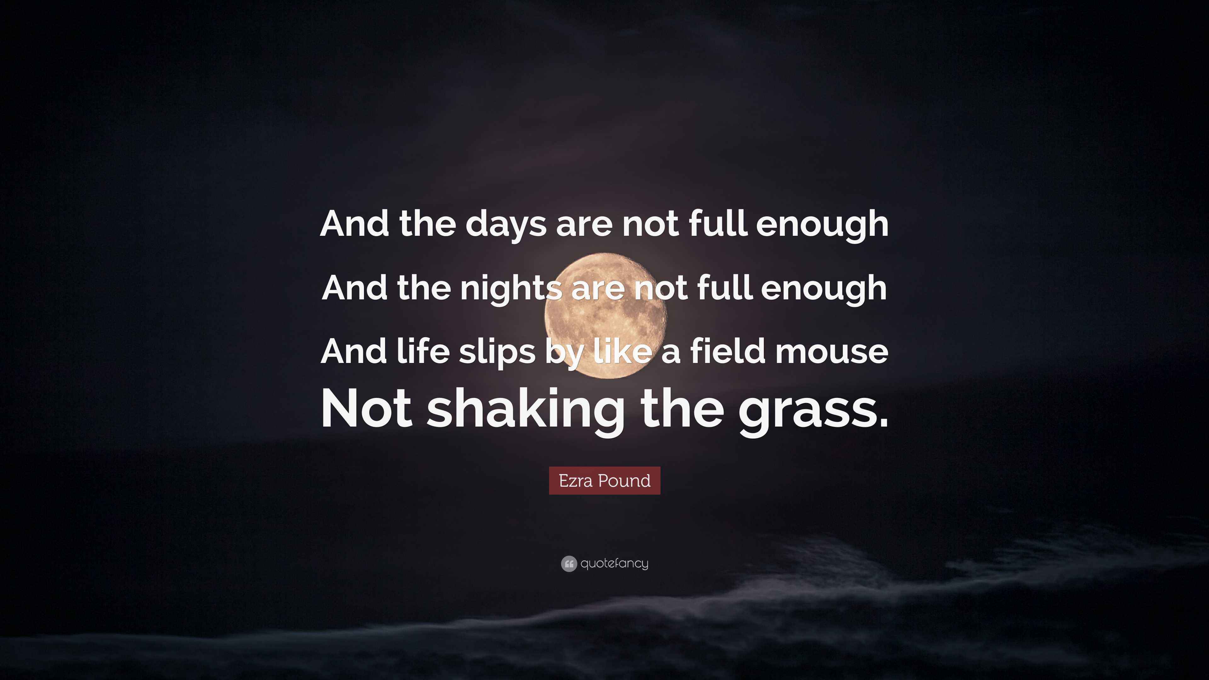 Ezra Pound Quote: “And the days are not full enough And the nights are ...