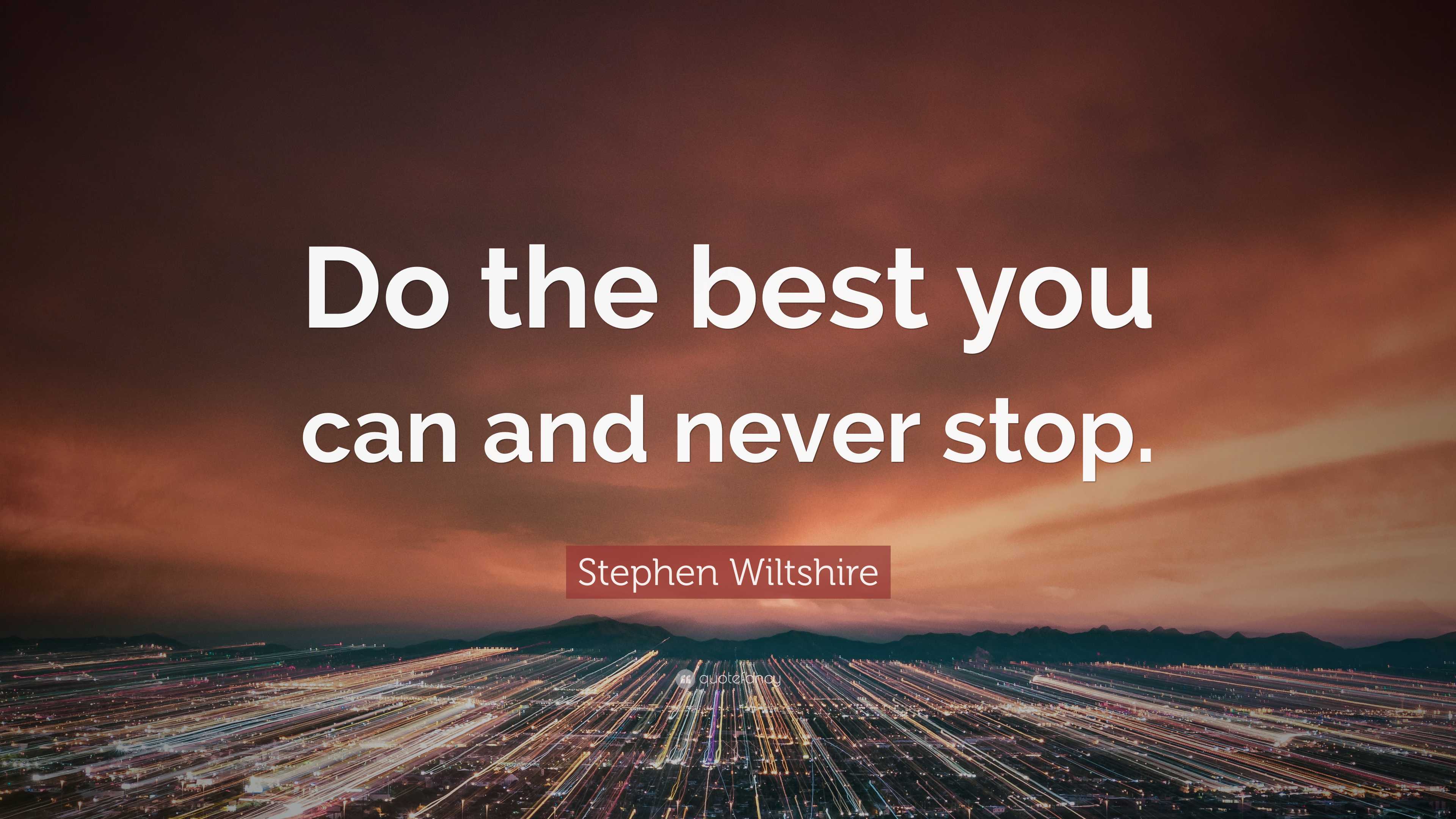 Stephen Wiltshire Quote: “Do the best you can and never stop.”