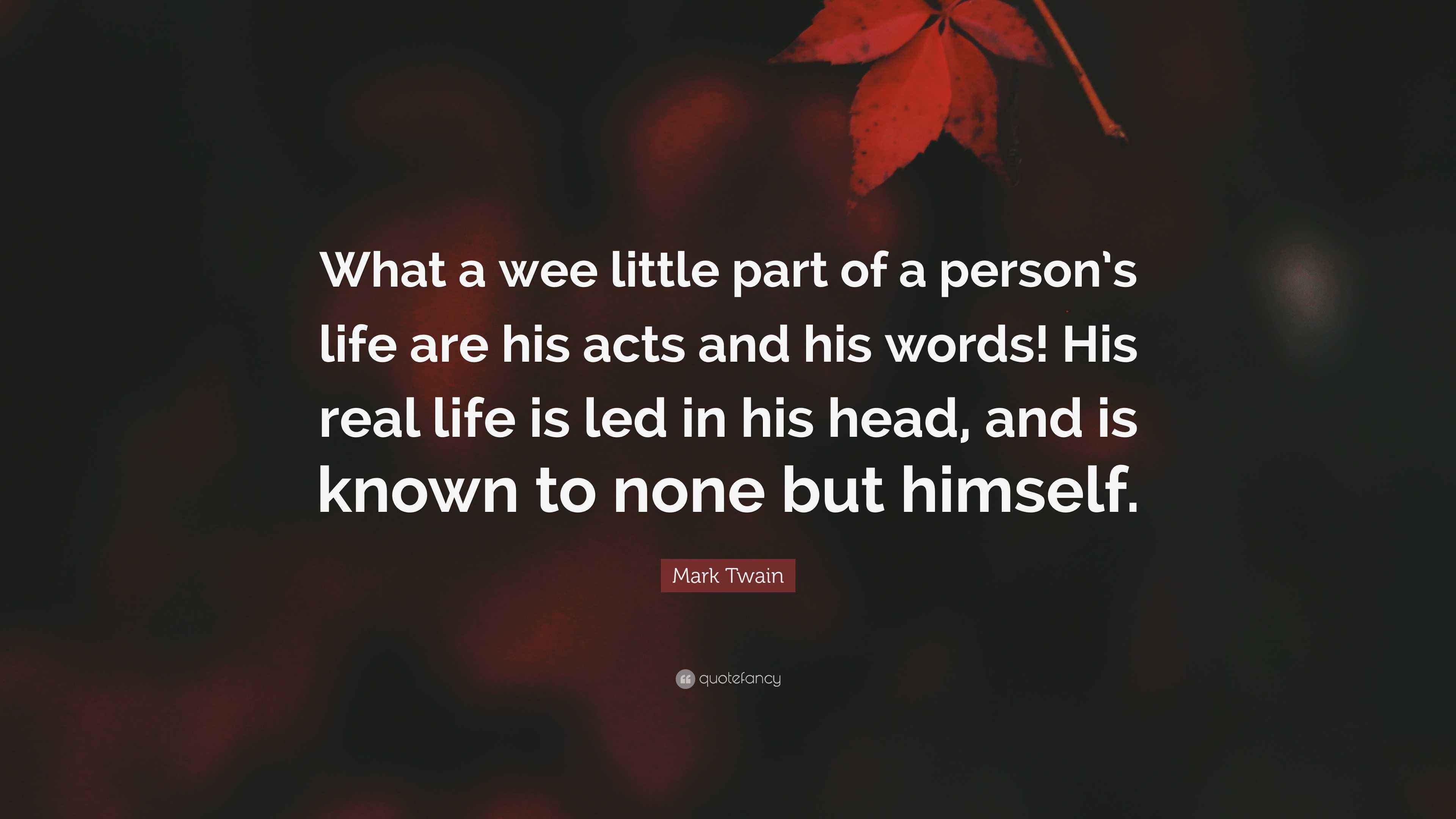 Mark Twain Quote: “What a wee little part of a person’s life are his ...