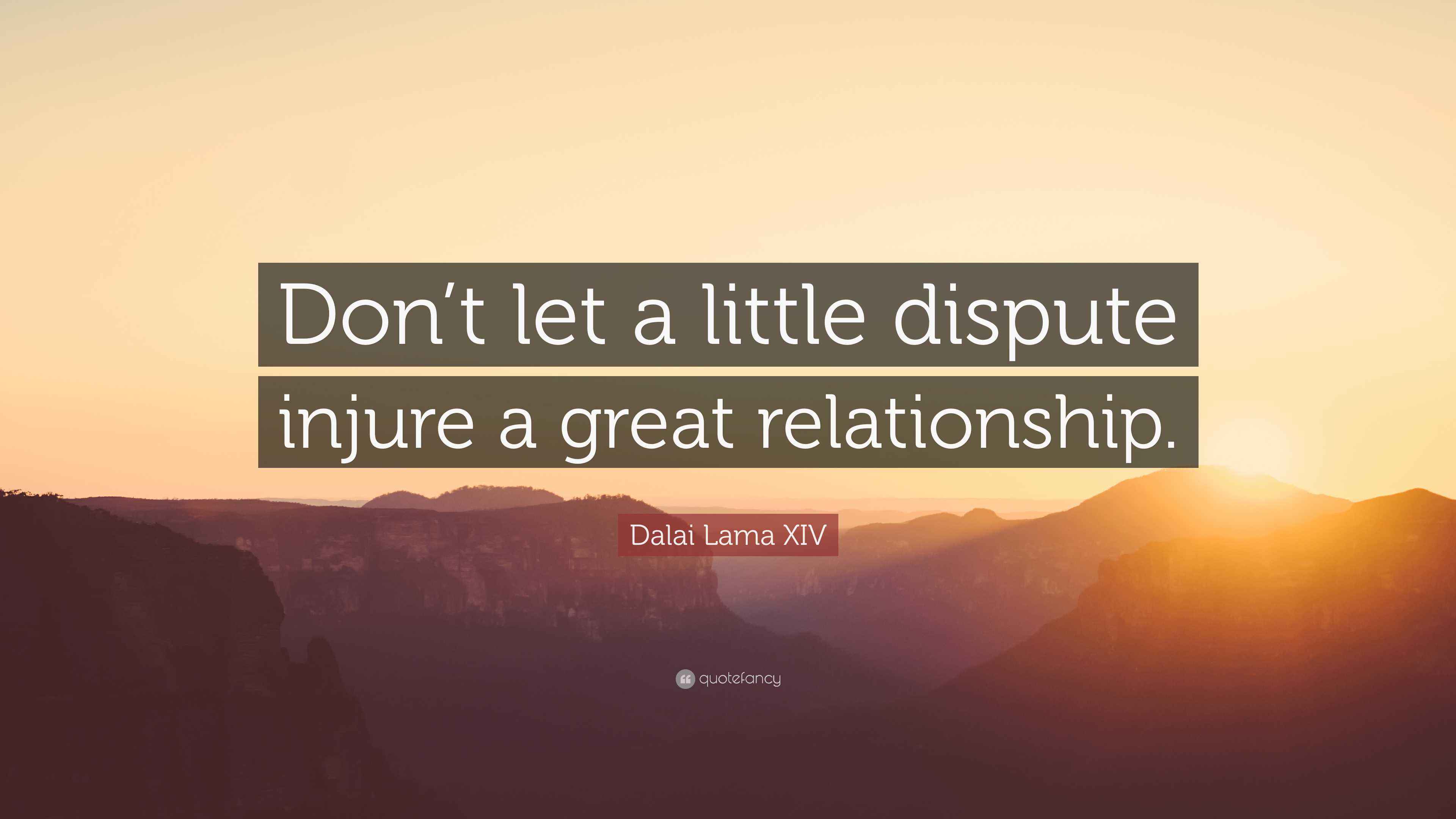 Dalai Lama XIV Quote: “Don’t let a little dispute injure a great ...