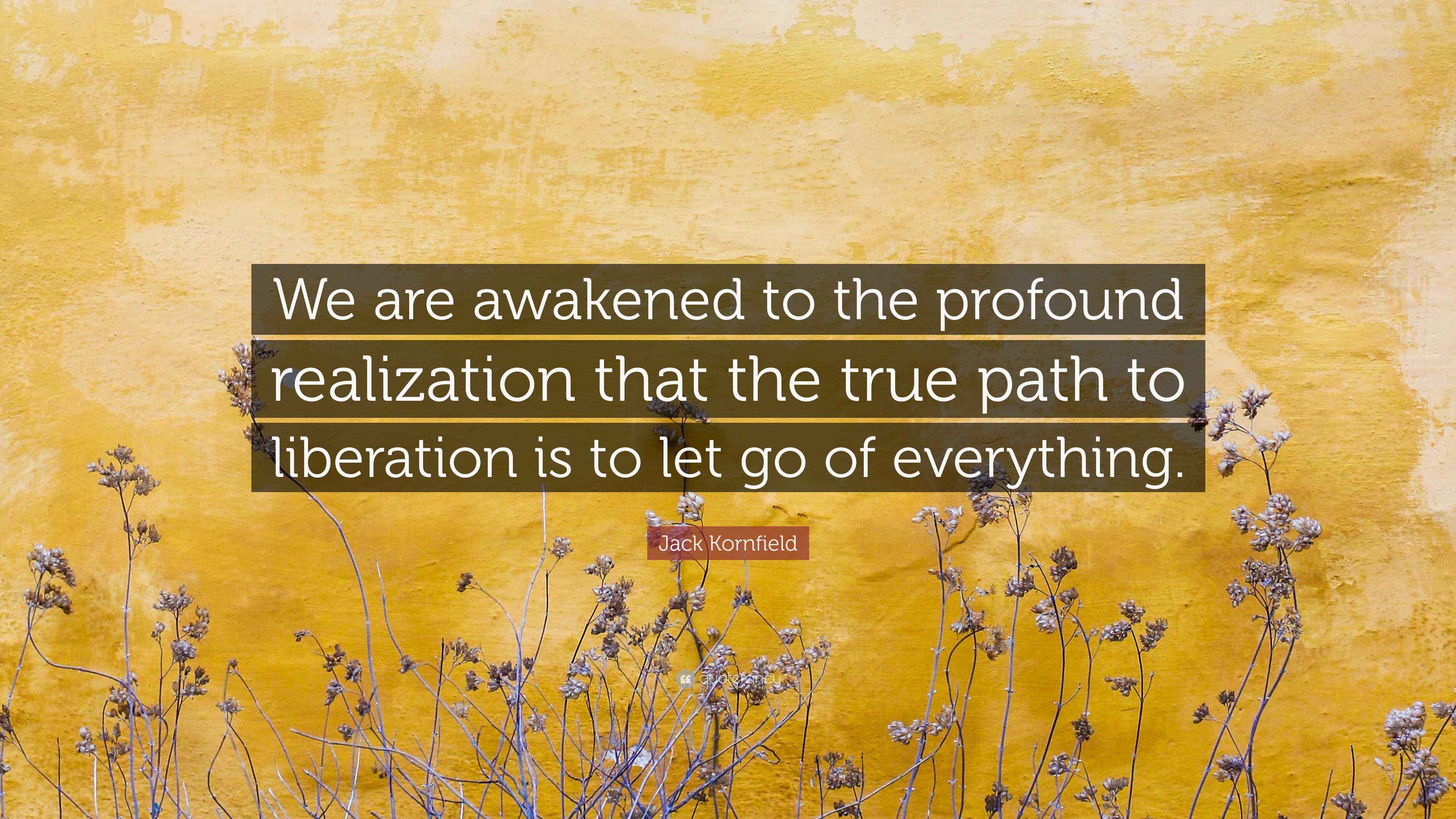Jack Kornfield Quote: “We are awakened to the profound realization that ...
