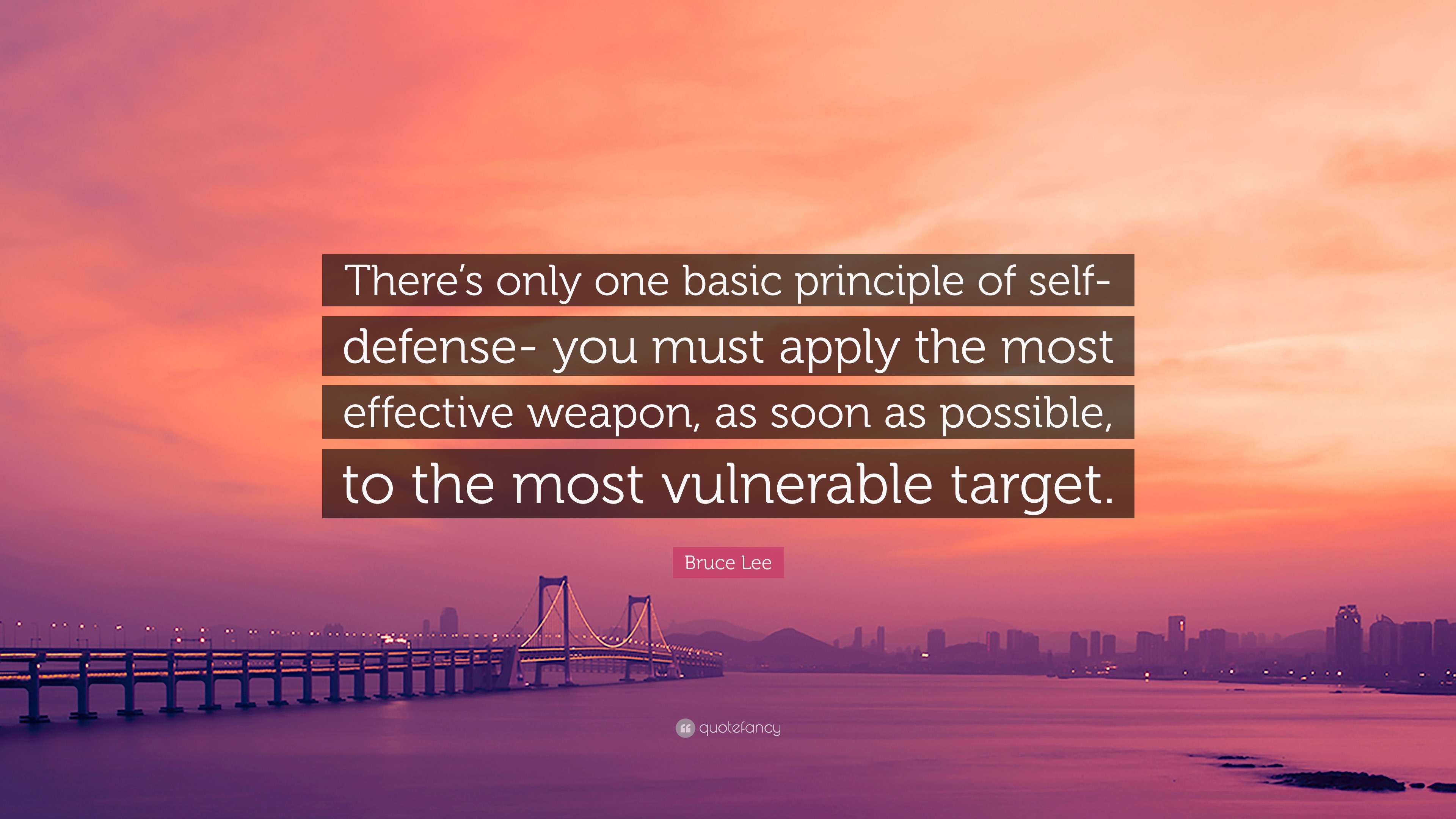 Bruce Lee Quote: “There’s only one basic principle of self-defense- you ...