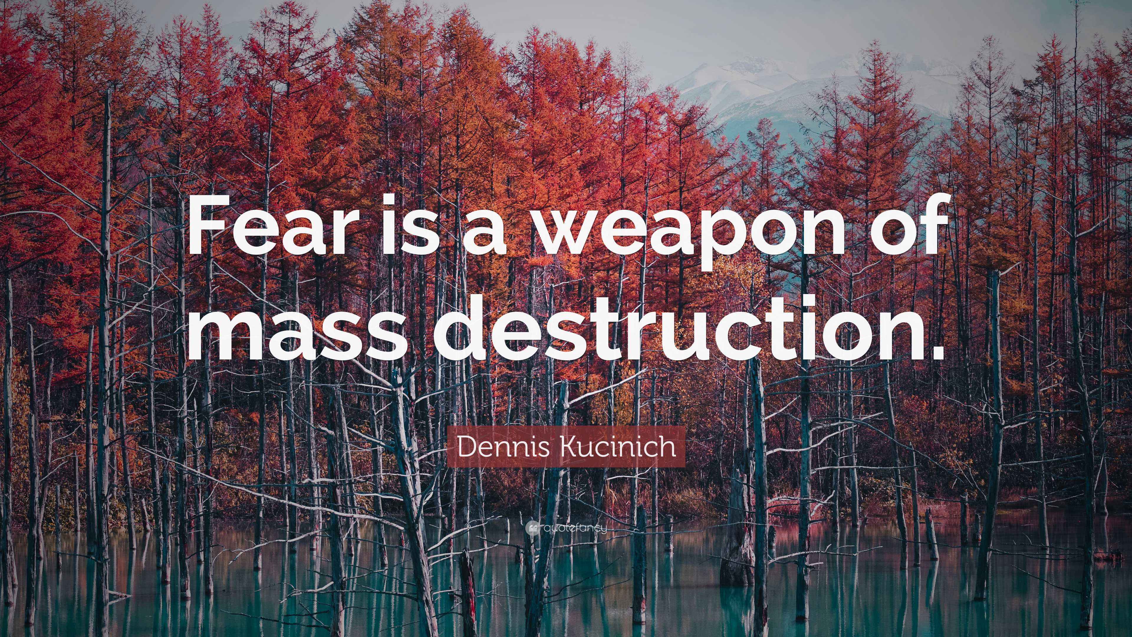 Dennis Kucinich Quote: “Fear is a weapon of mass destruction.”
