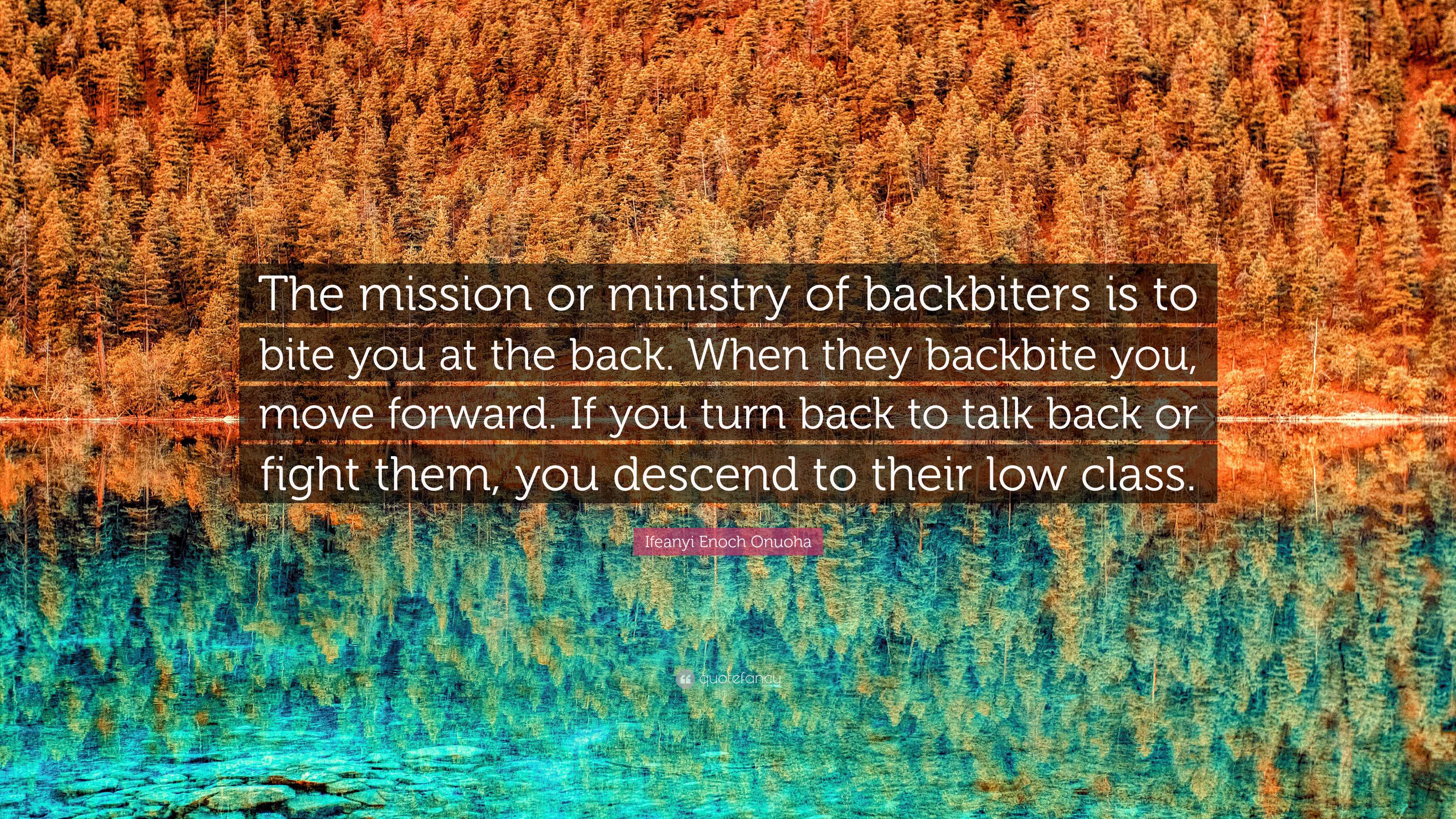 Ifeanyi Enoch Onuoha Quote: “The mission or ministry of backbiters is ...