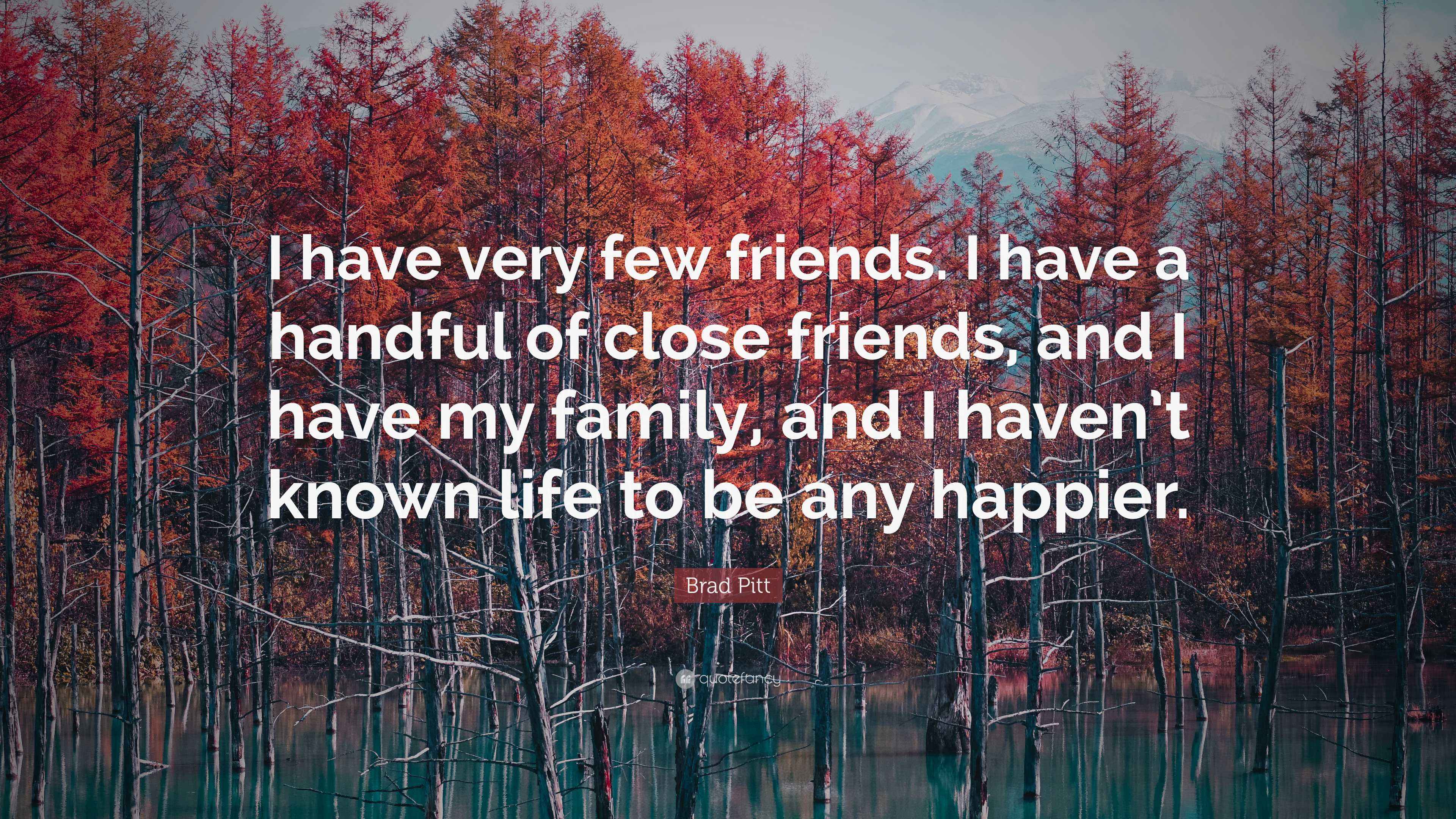 Brad Pitt Quote: “I have very few friends. I have a handful of close ...