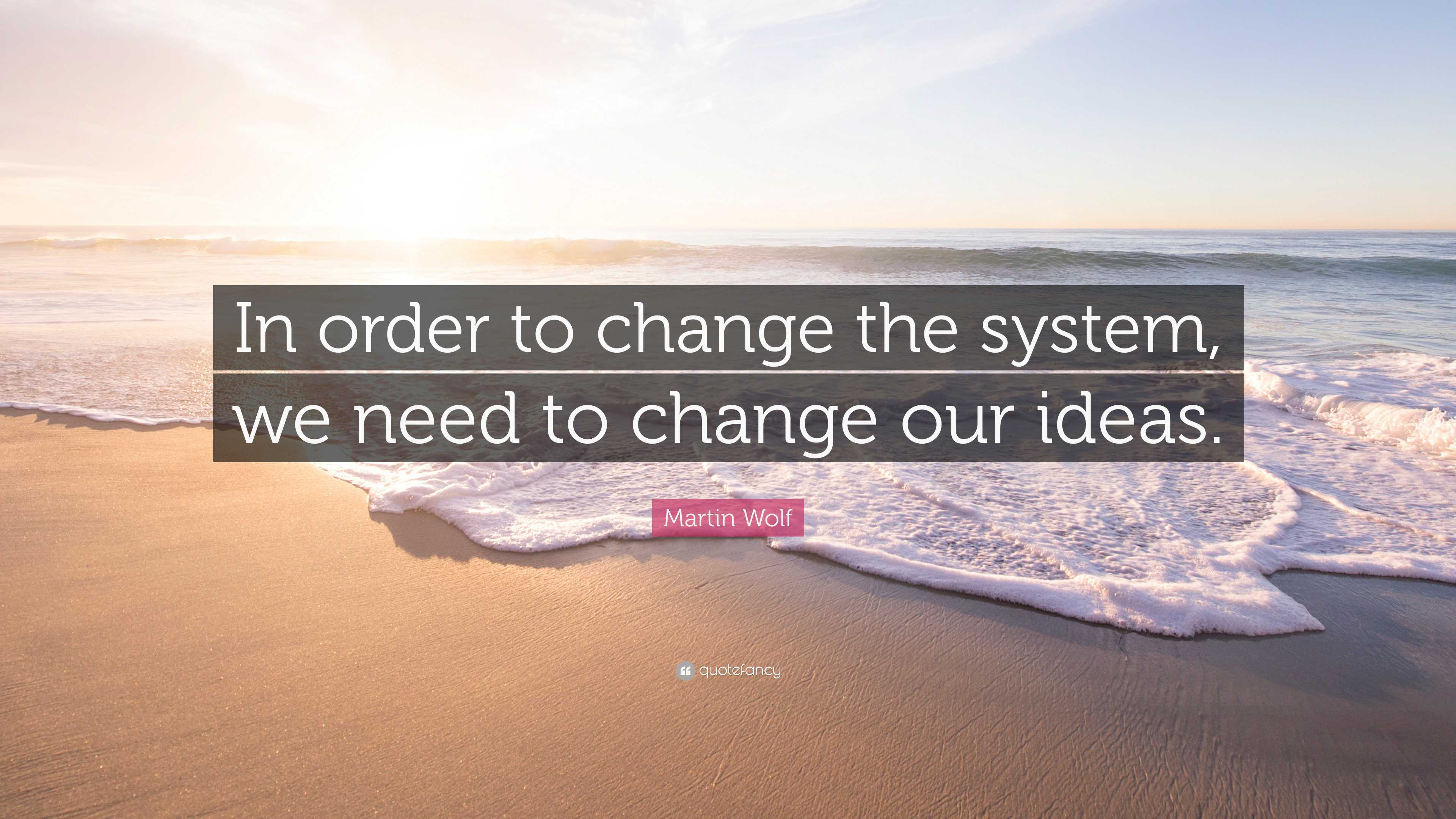 Martin Wolf Quote: “In order to change the system, we need to change ...