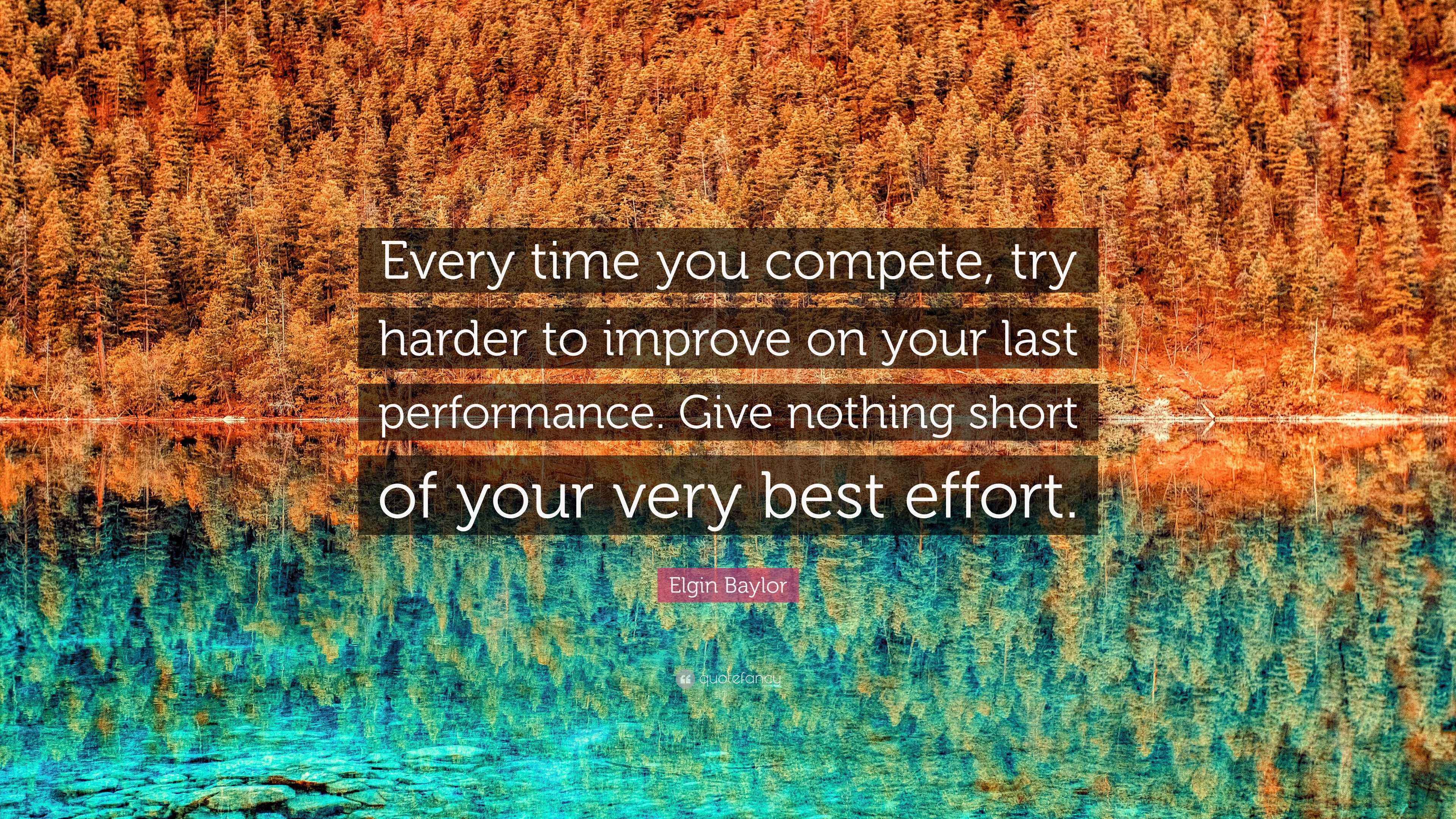 Elgin Baylor Quote: “Every time you compete, try harder to improve on ...