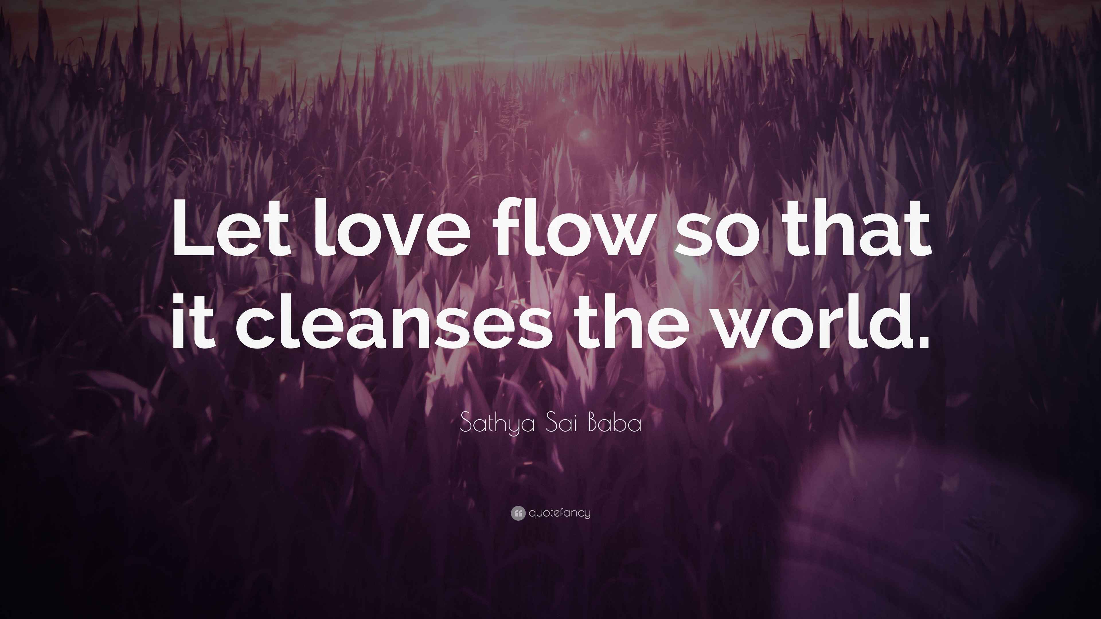 Sathya Sai Baba Quote: “Let love flow so that it cleanses the world.”