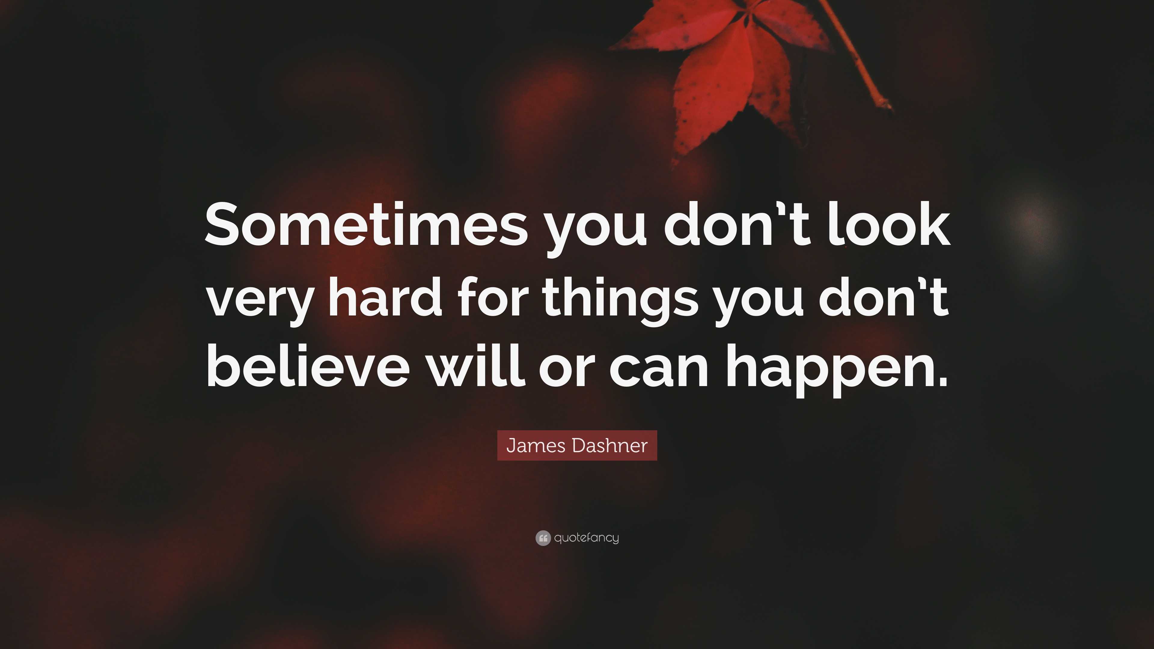 James Dashner Quote: “Sometimes you don’t look very hard for things you ...