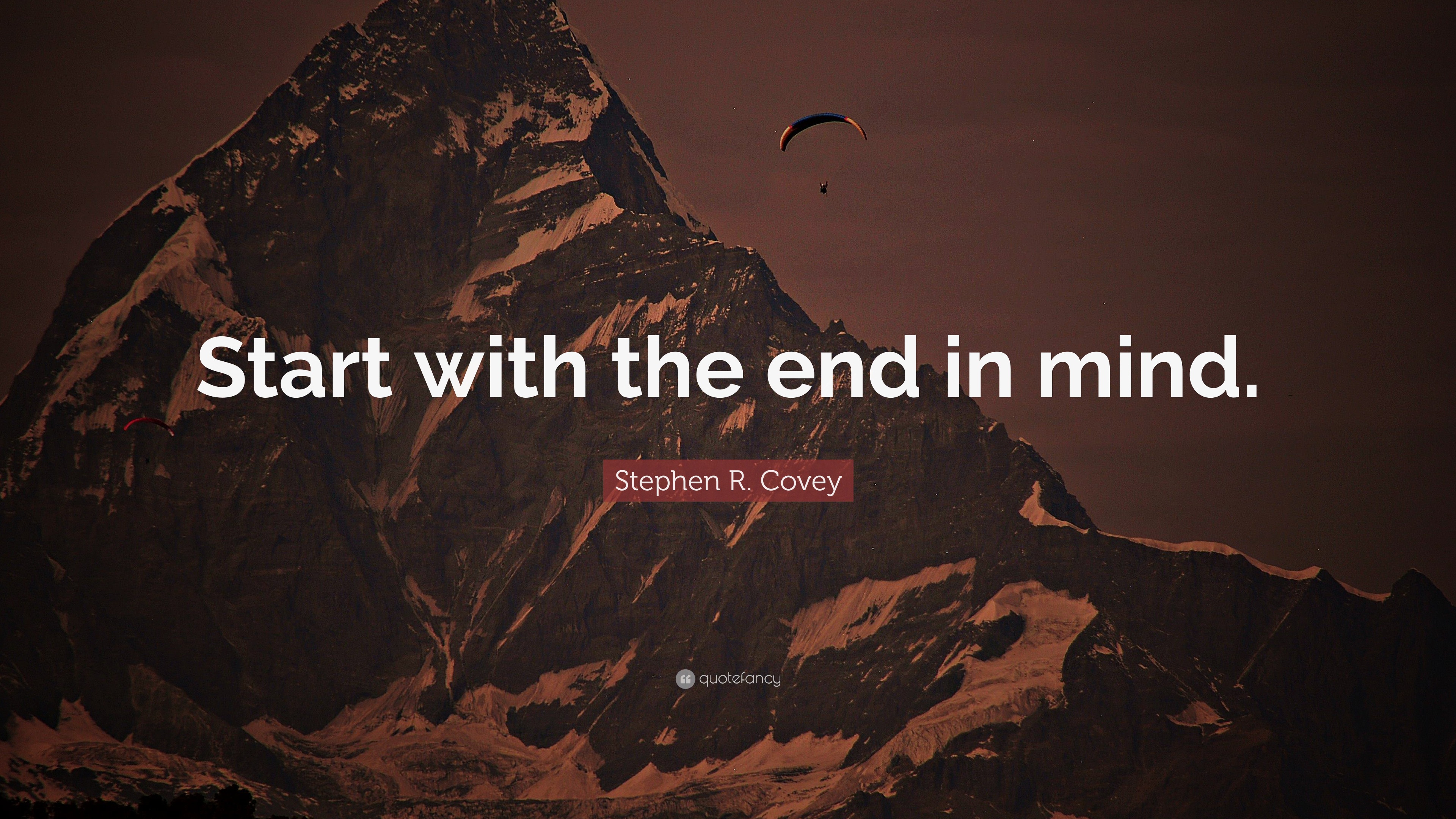 Stephen R. Covey Quote: “Start with the end in mind.”