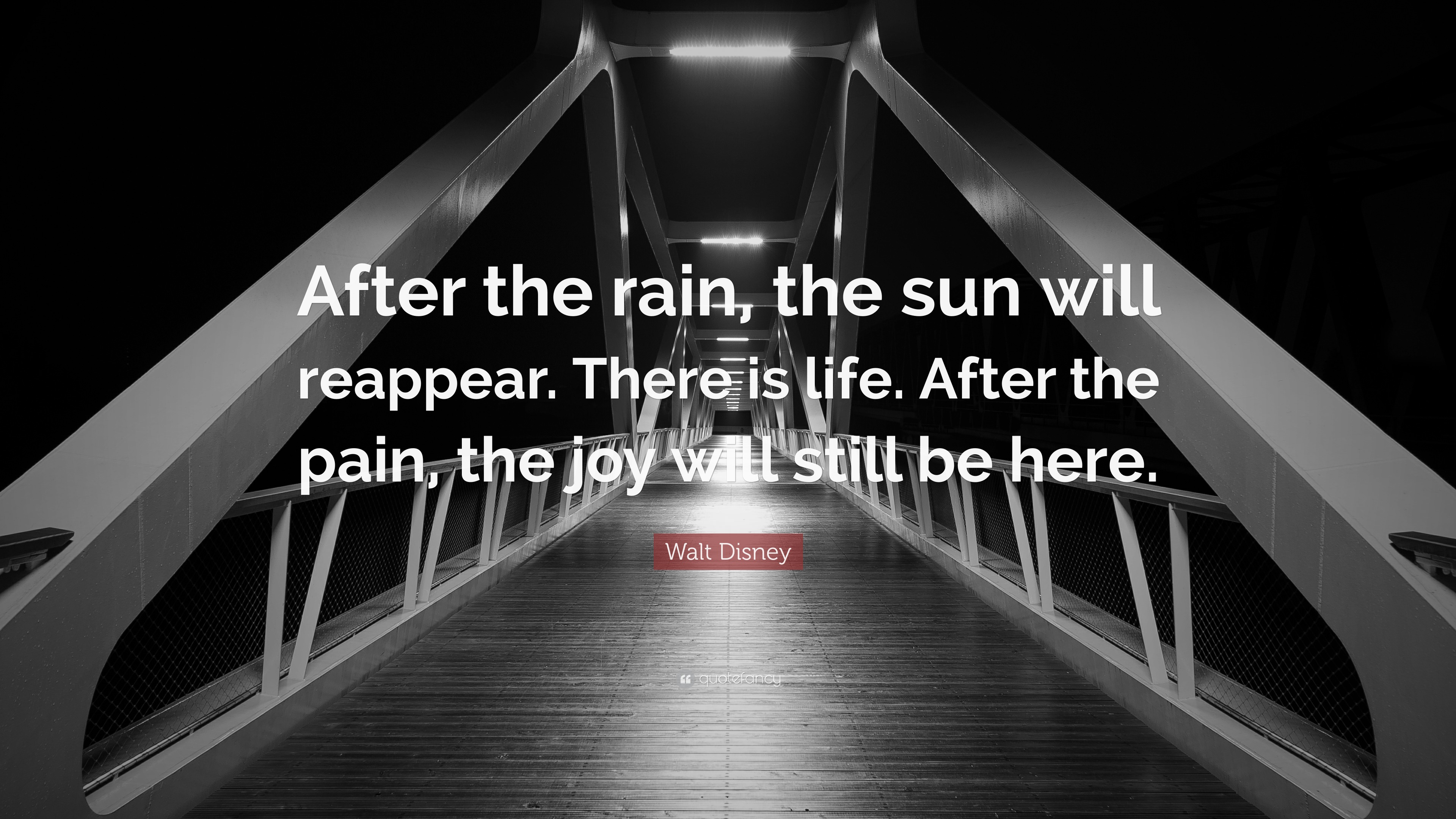 Walt Disney Quote: “After the rain, the sun will reappear. There is ...