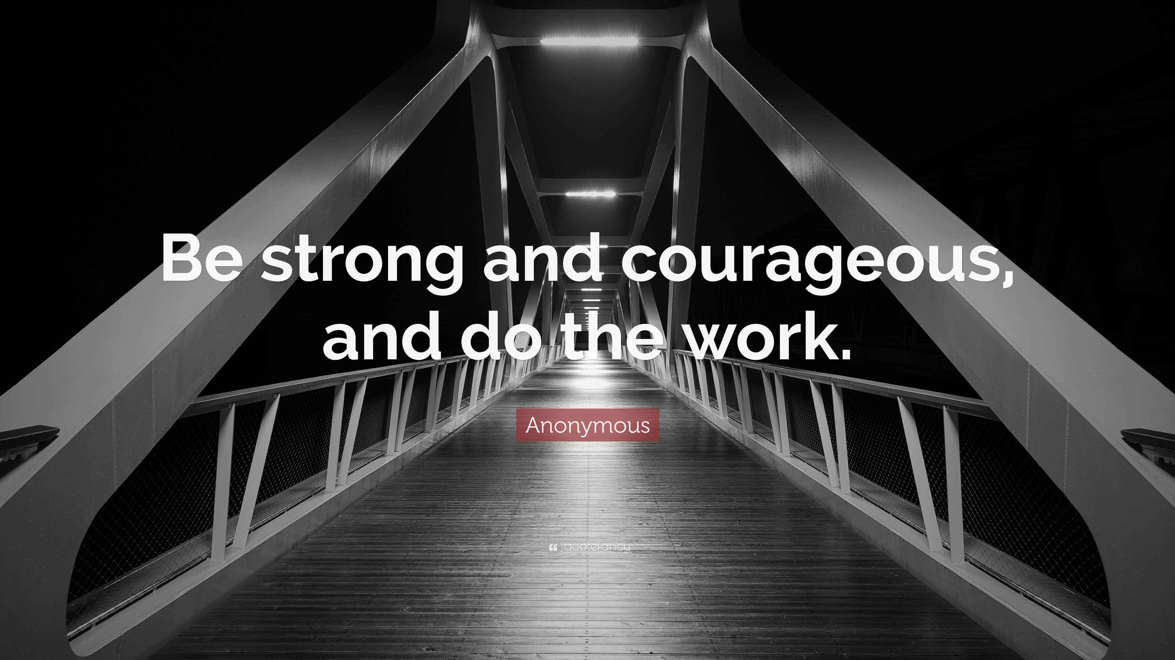 Anonymous Quote: “Be strong and courageous, and do the work.”