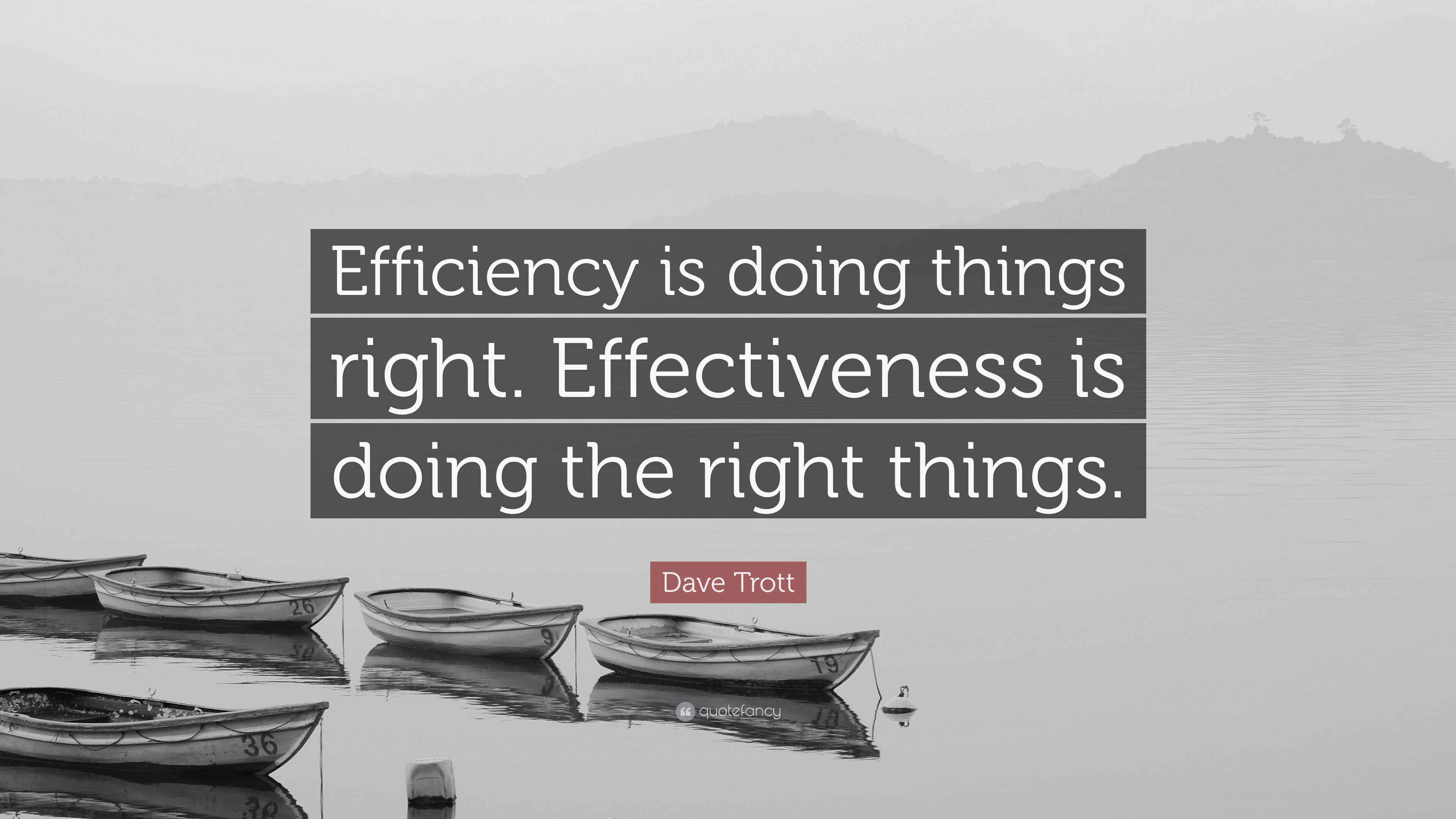 Dave Trott Quote: “Efficiency is doing things right. Effectiveness is ...
