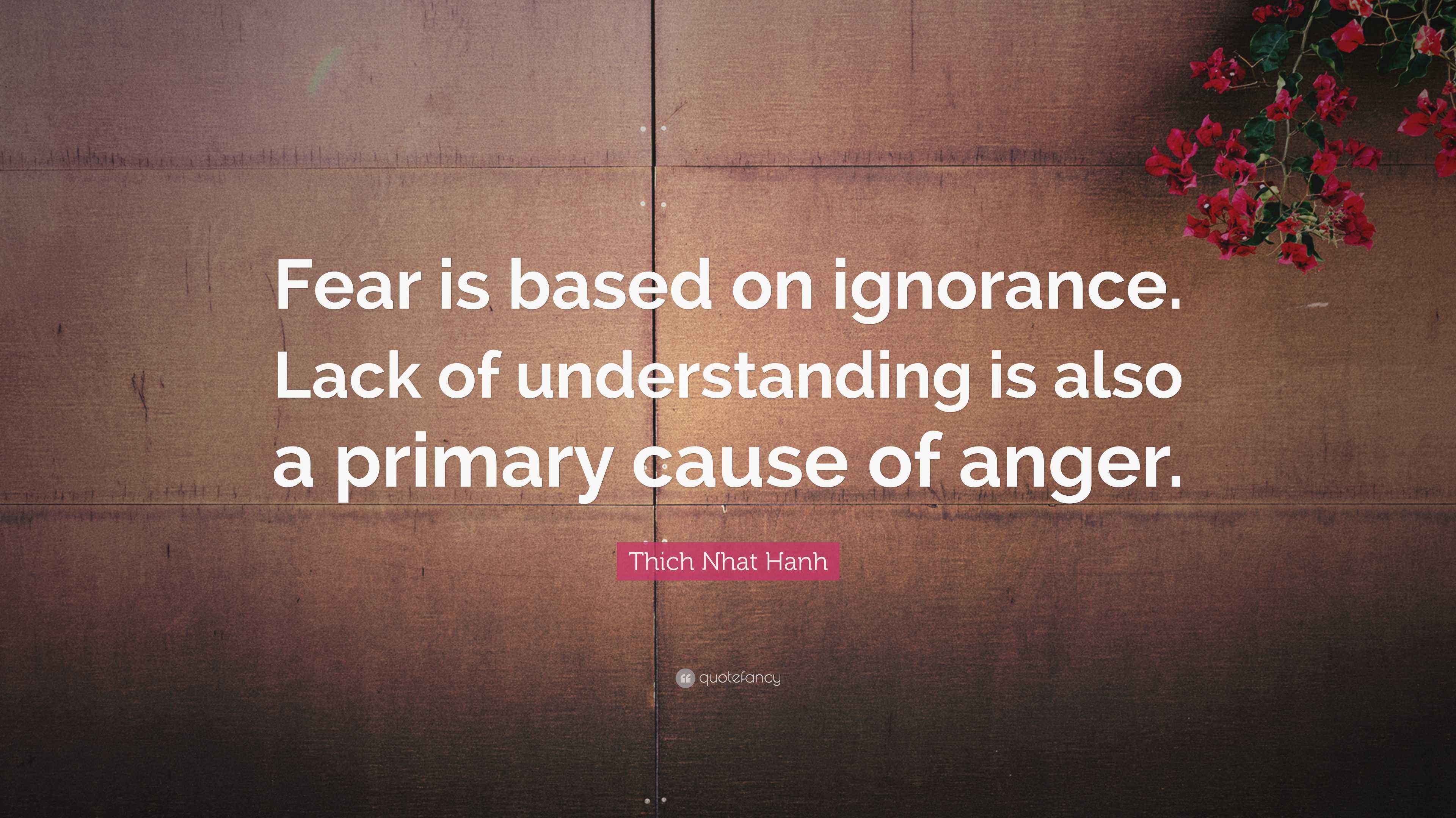 Thich Nhat Hanh Quote: “Fear is based on ignorance. Lack of ...