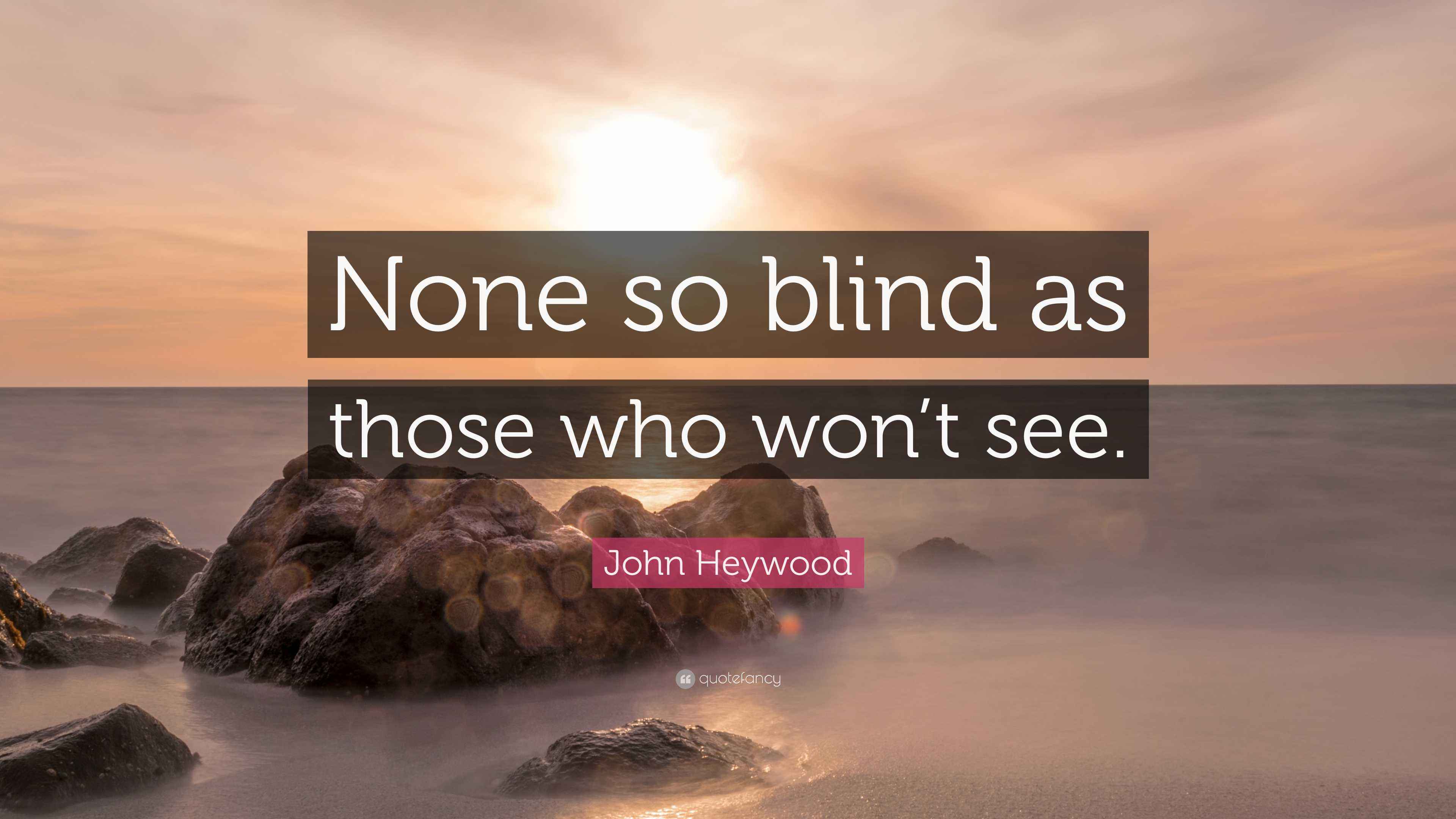 John Heywood Quote: “None so blind as those who won’t see.”