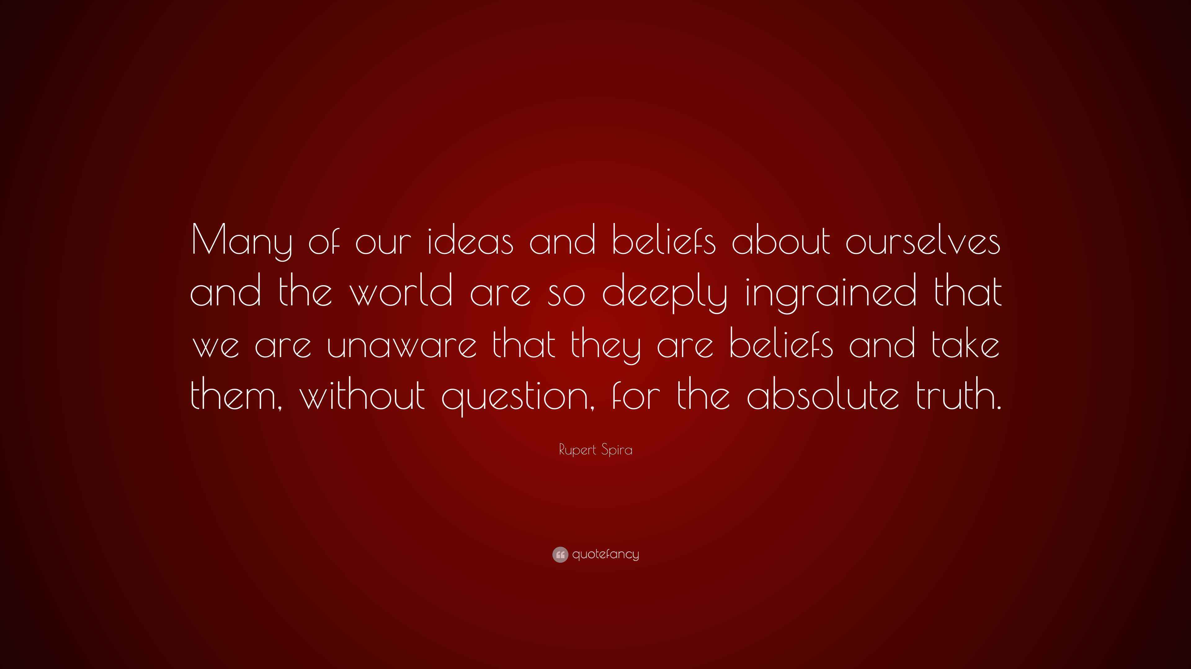 Rupert Spira Quote: “Many of our ideas and beliefs about ourselves and the world are so deeply ...