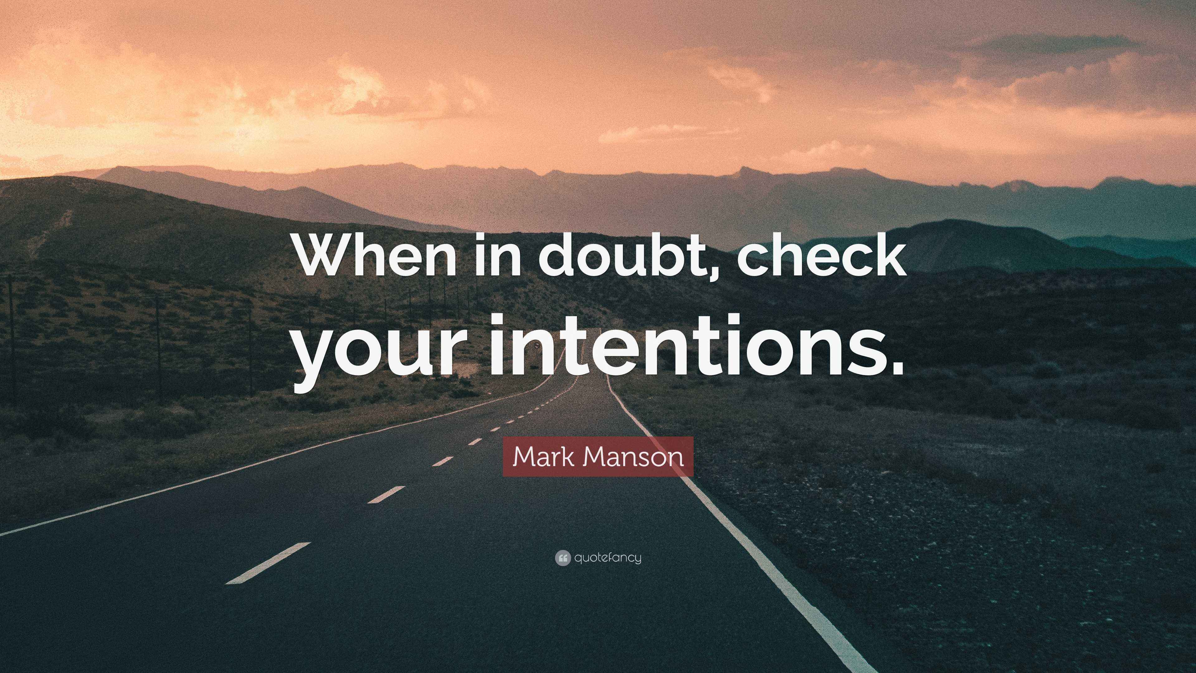 Mark Manson Quote: “When in doubt, check your intentions.”