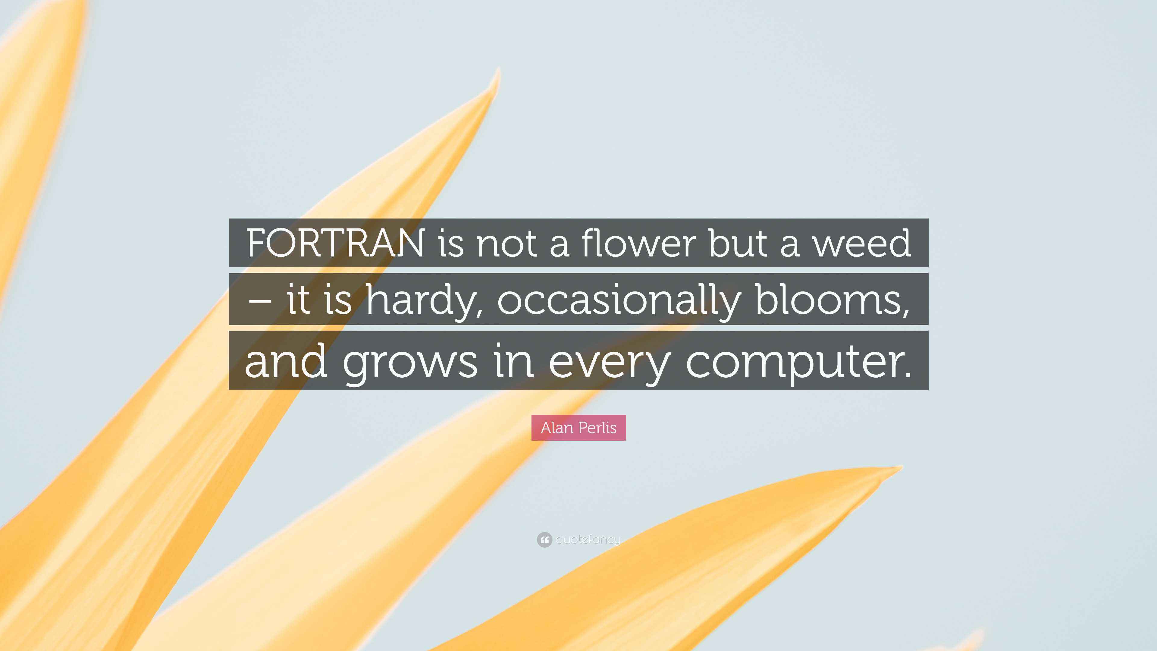 Alan Perlis Quote: “FORTRAN is not a flower but a weed – it is hardy ...