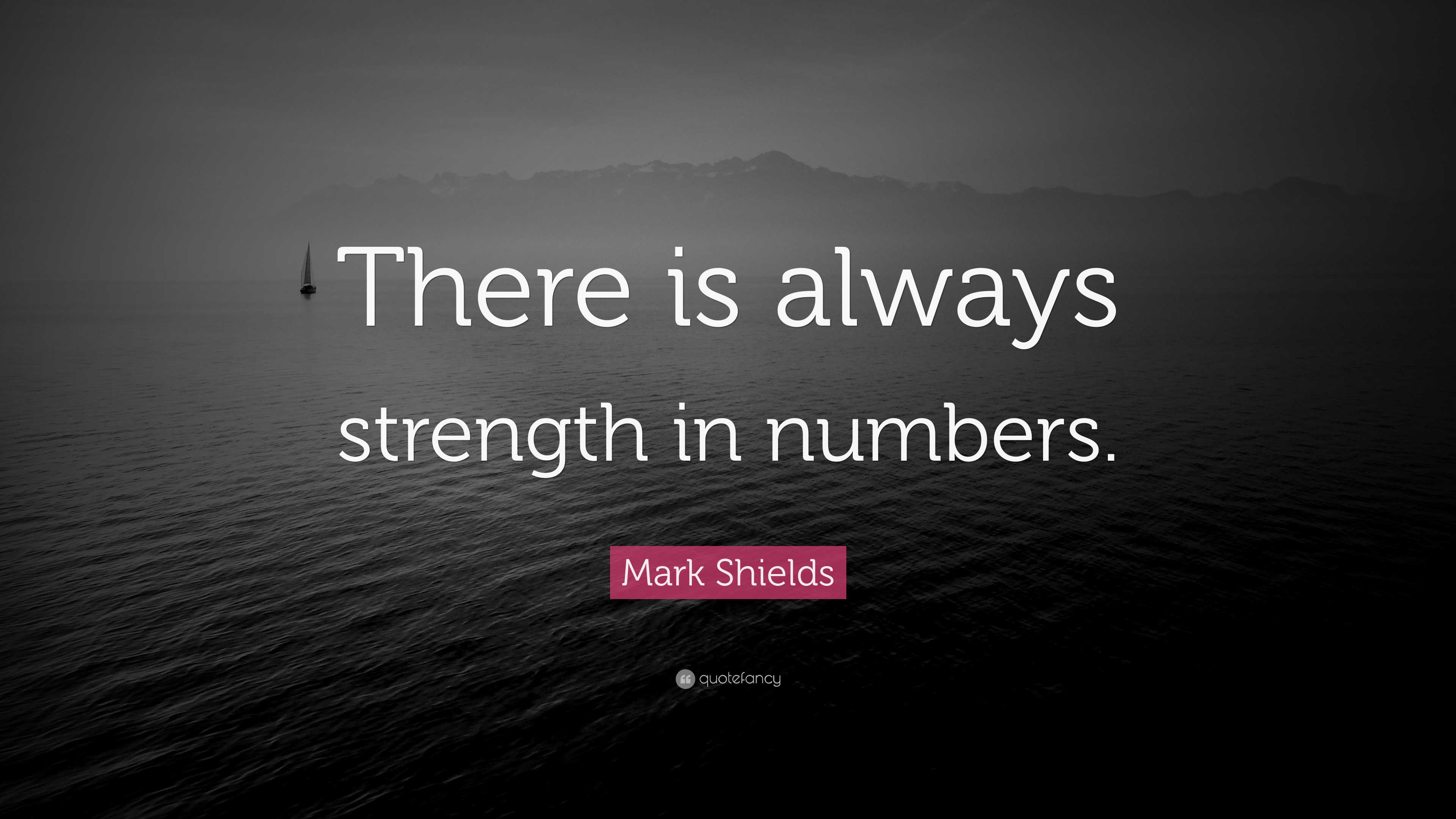 Mark Shields Quote: “There is always strength in numbers.”