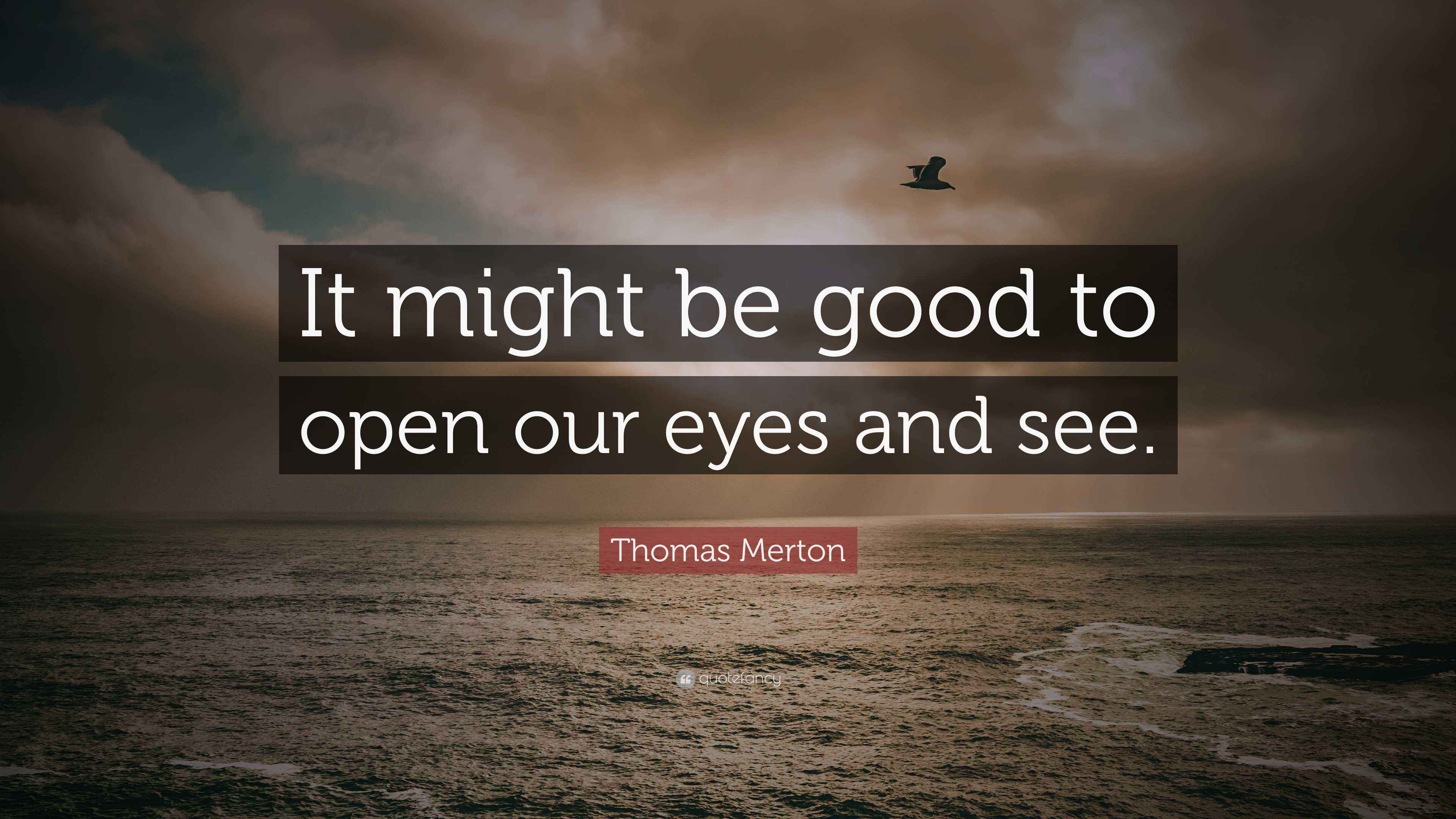 Thomas Merton Quote: “It might be good to open our eyes and see.”