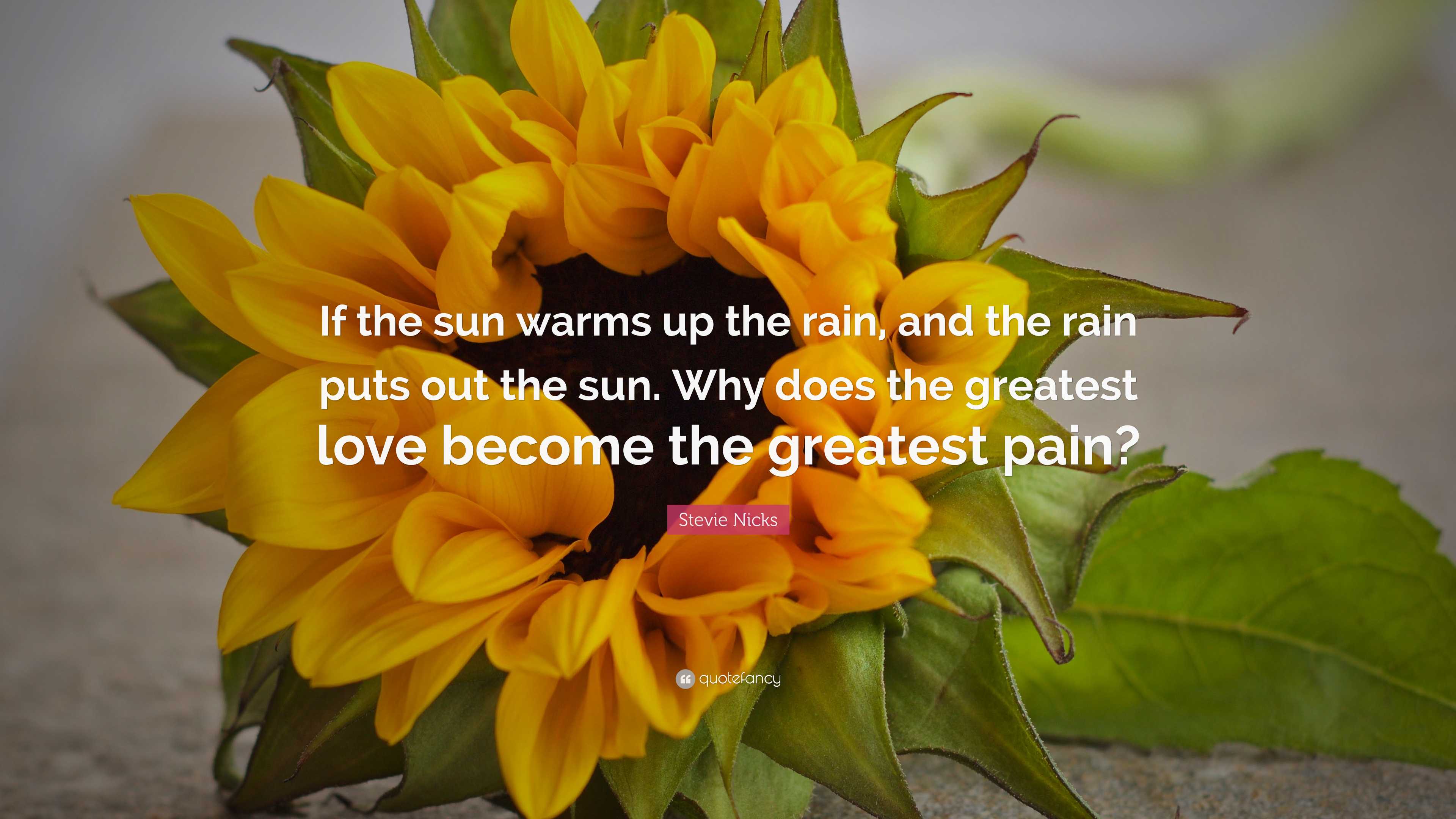 Stevie Nicks Quote: “If the sun warms up the rain, and the rain puts ...