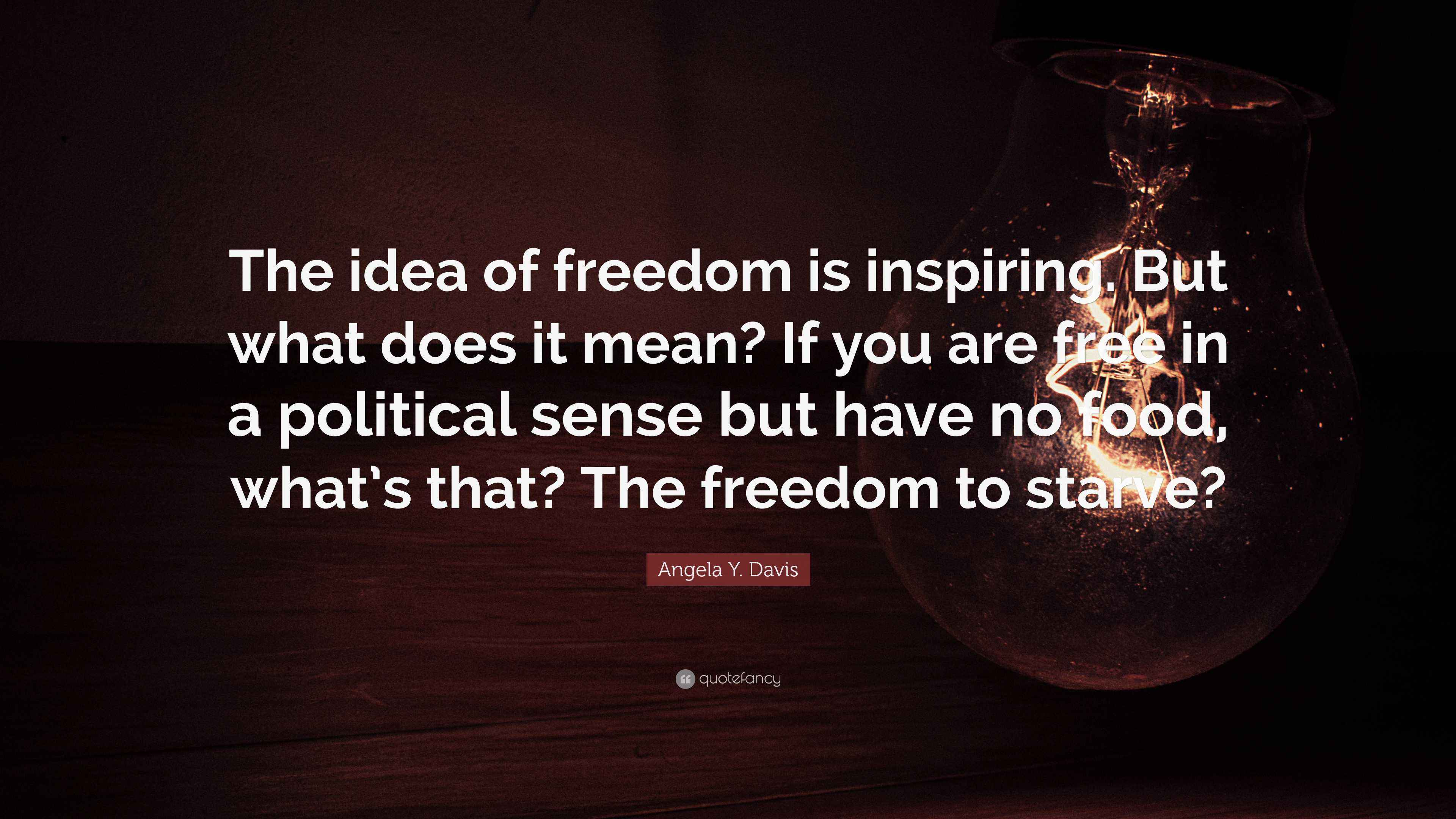 Angela Y. Davis Quote: “The idea of freedom is inspiring. But what does ...