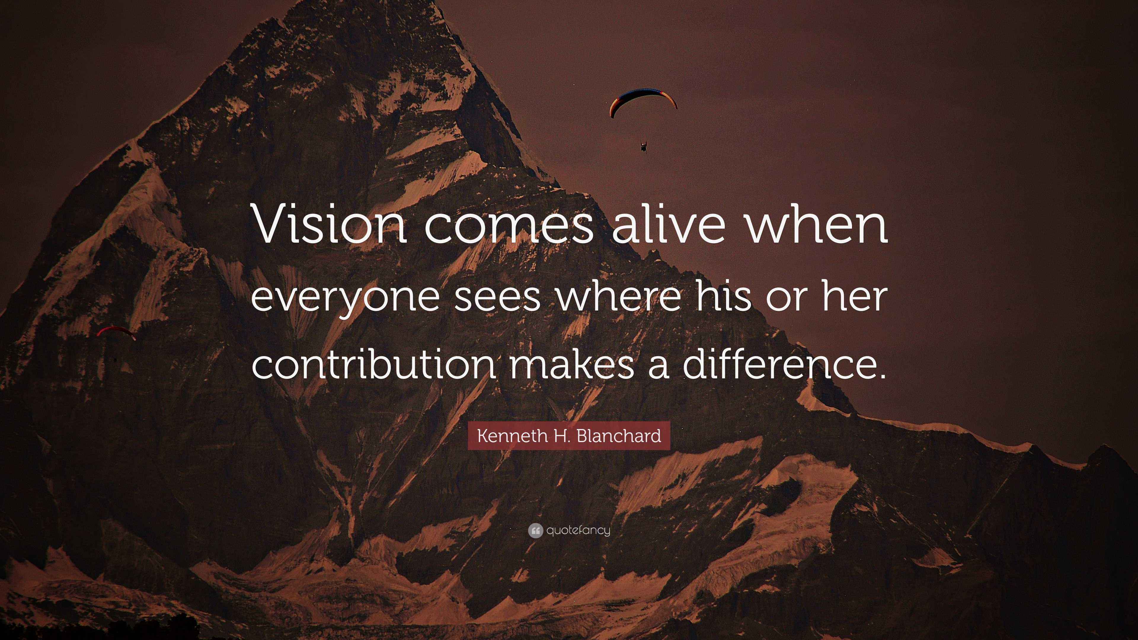 Kenneth H. Blanchard Quote: “Vision comes alive when everyone sees ...