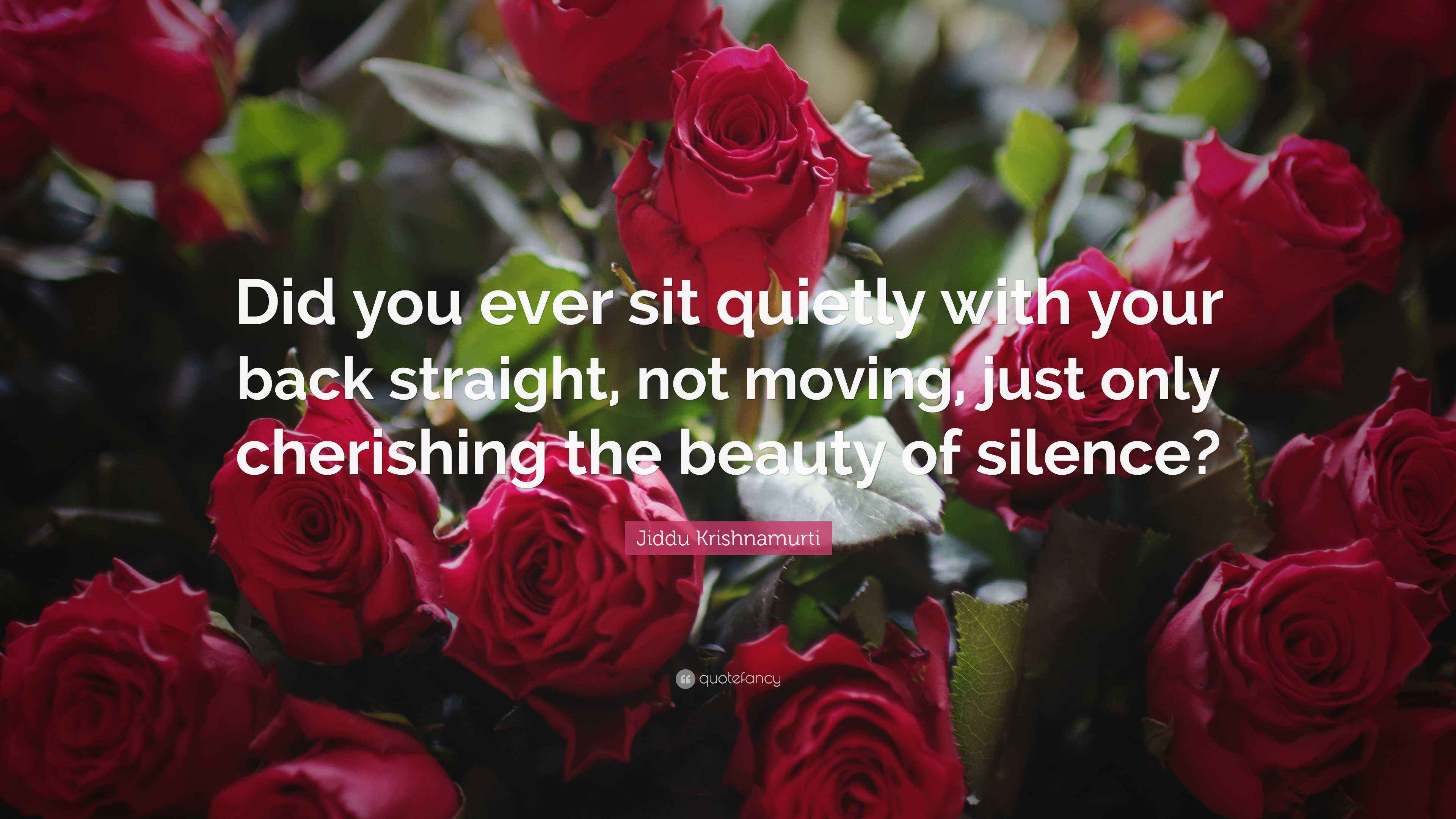 Jiddu Krishnamurti Quote: “Did you ever sit quietly with your back ...